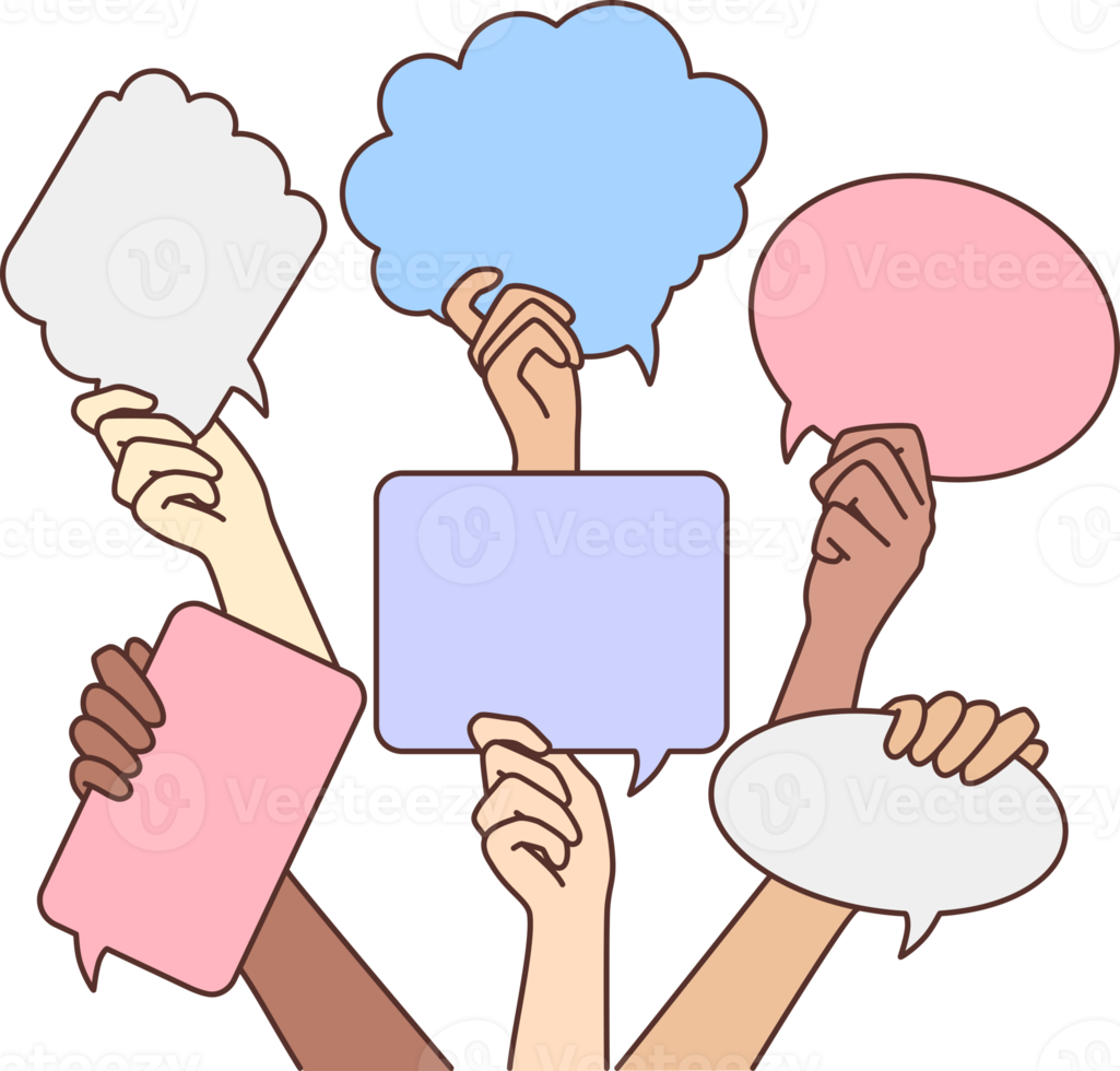 Diverse people hands with speech balloons 21477261 PNG Diverse people hands with speech balloons 21477261 PNG