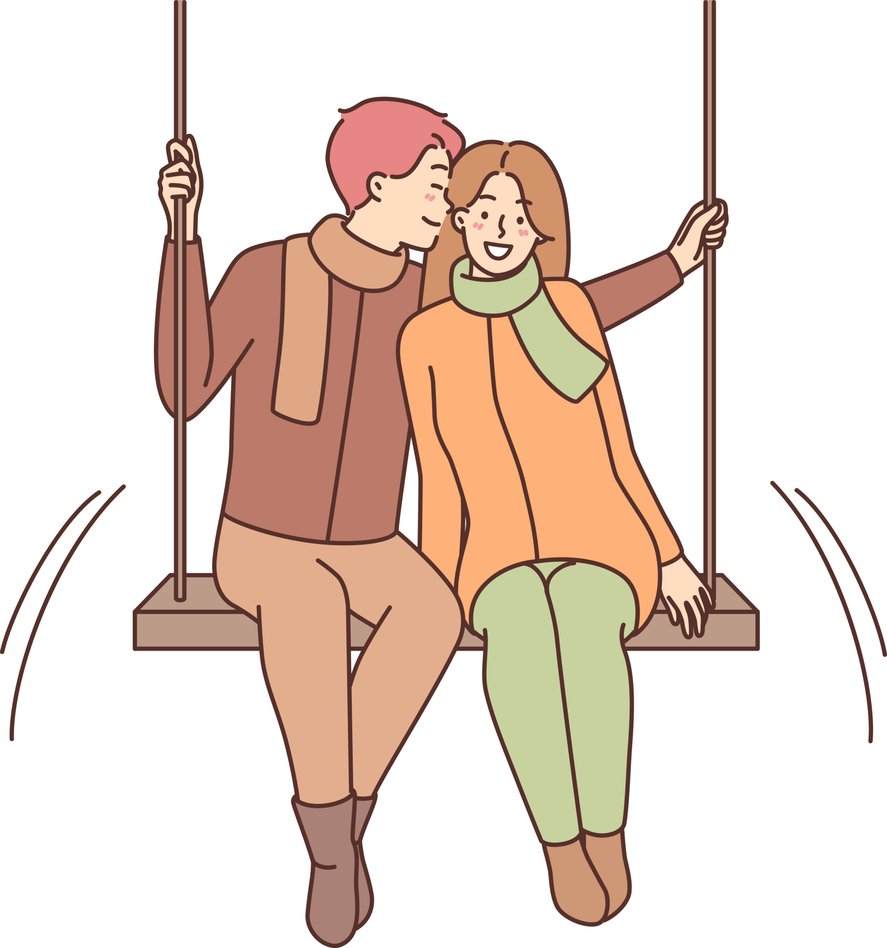 Happy Couple On Swing In Park 21477865 Png