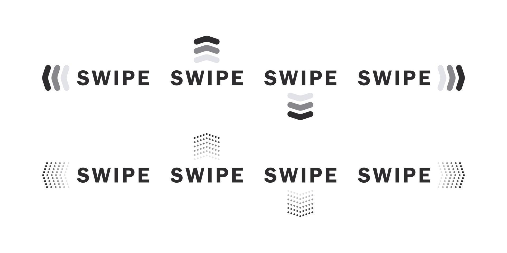 Swipe arrows icons. Swipe button symbols. Scrolling slide icons. Vector scalable graphics ...