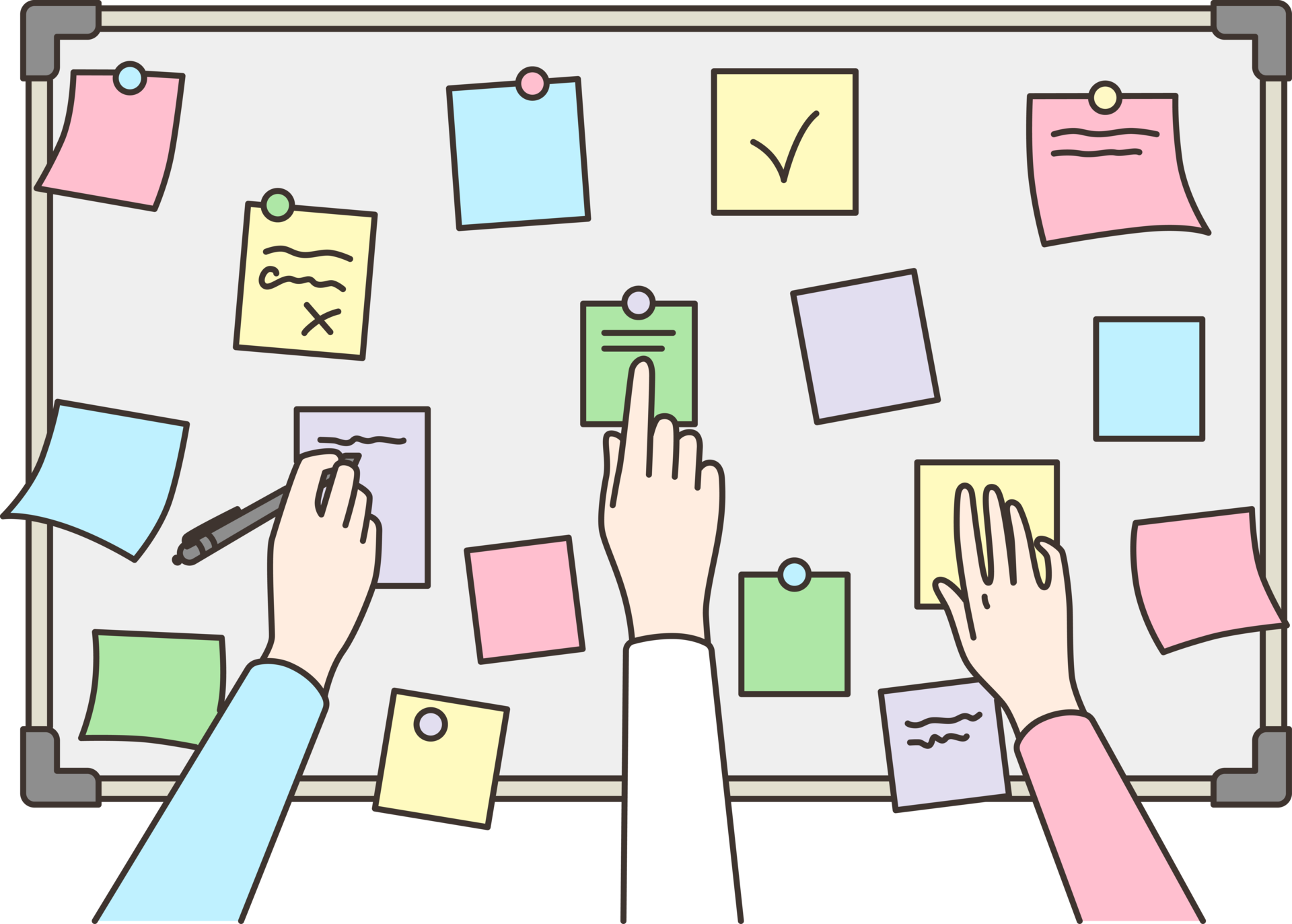 Colleagues Brainstorm Using Sticky Notes On Board 21478037 Png