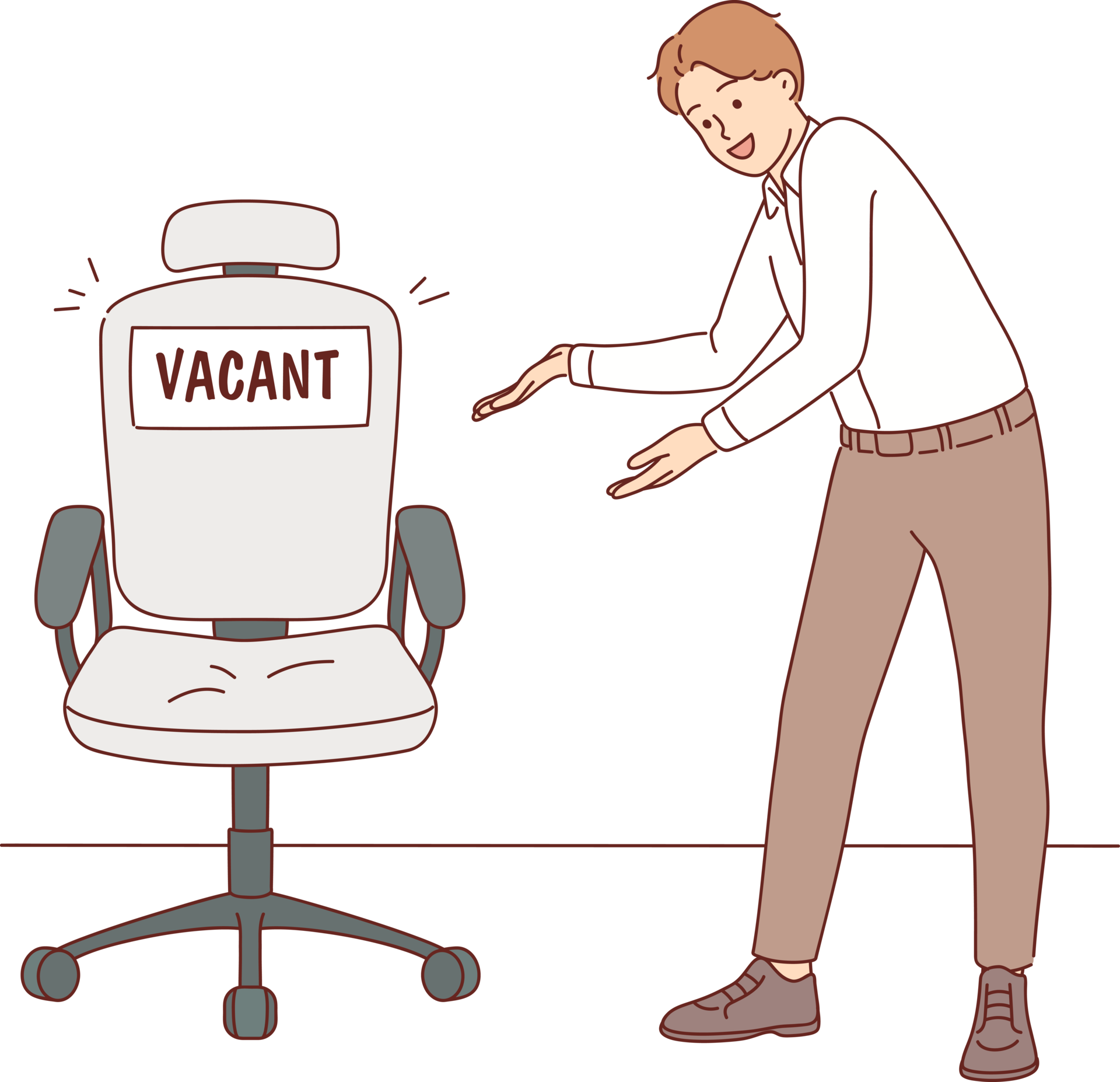 Smiling employer point at vacant chair 21478041 PNG Smiling employer point at vacant chair 21478041 PNG