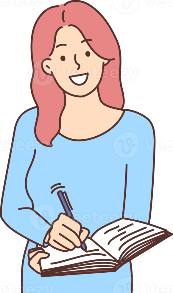 Smiling Woman Writing In Notebook 21478124 Png