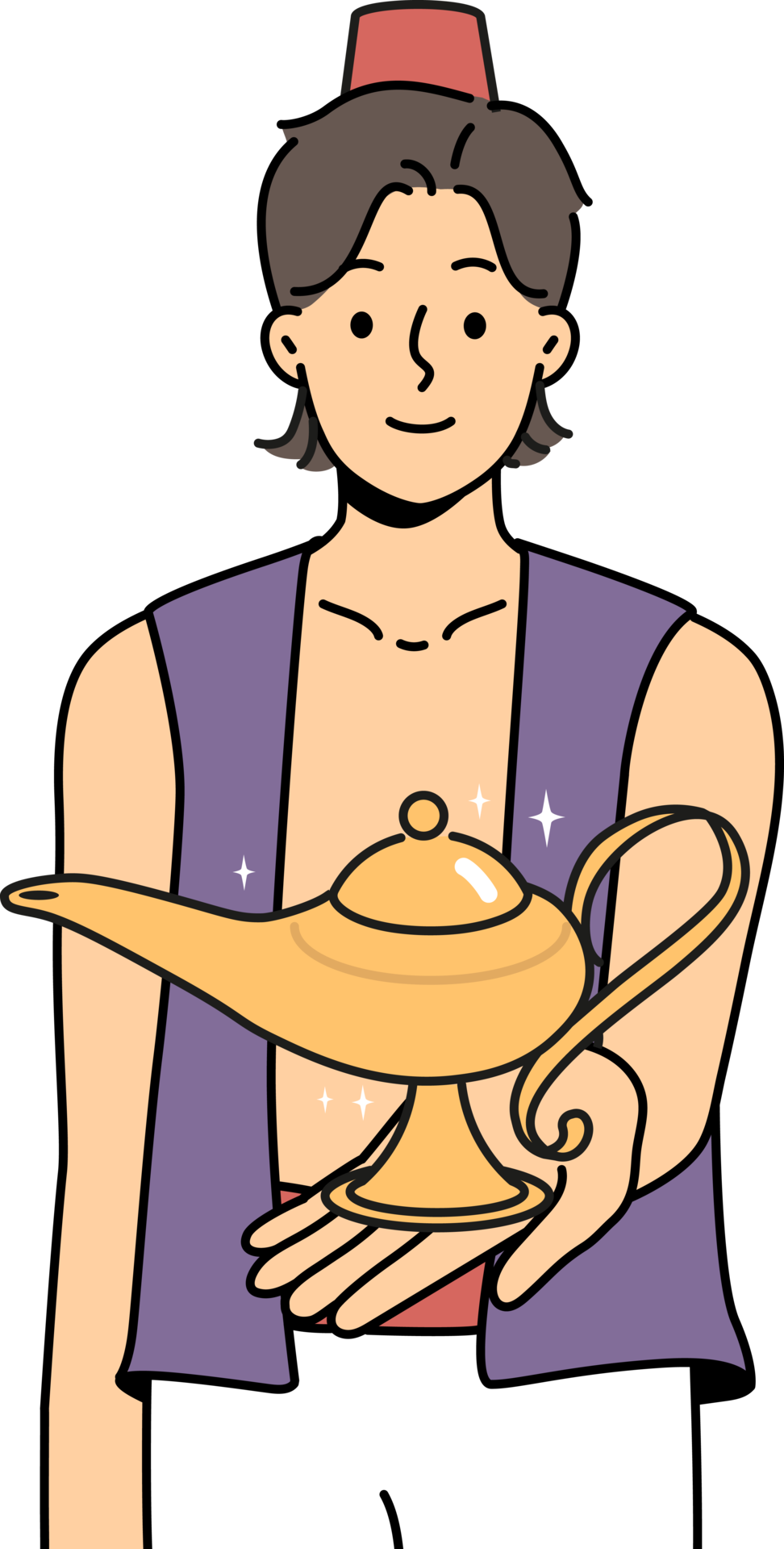 Smiling Aladdin holding wonderful lamp 21482829 PNG