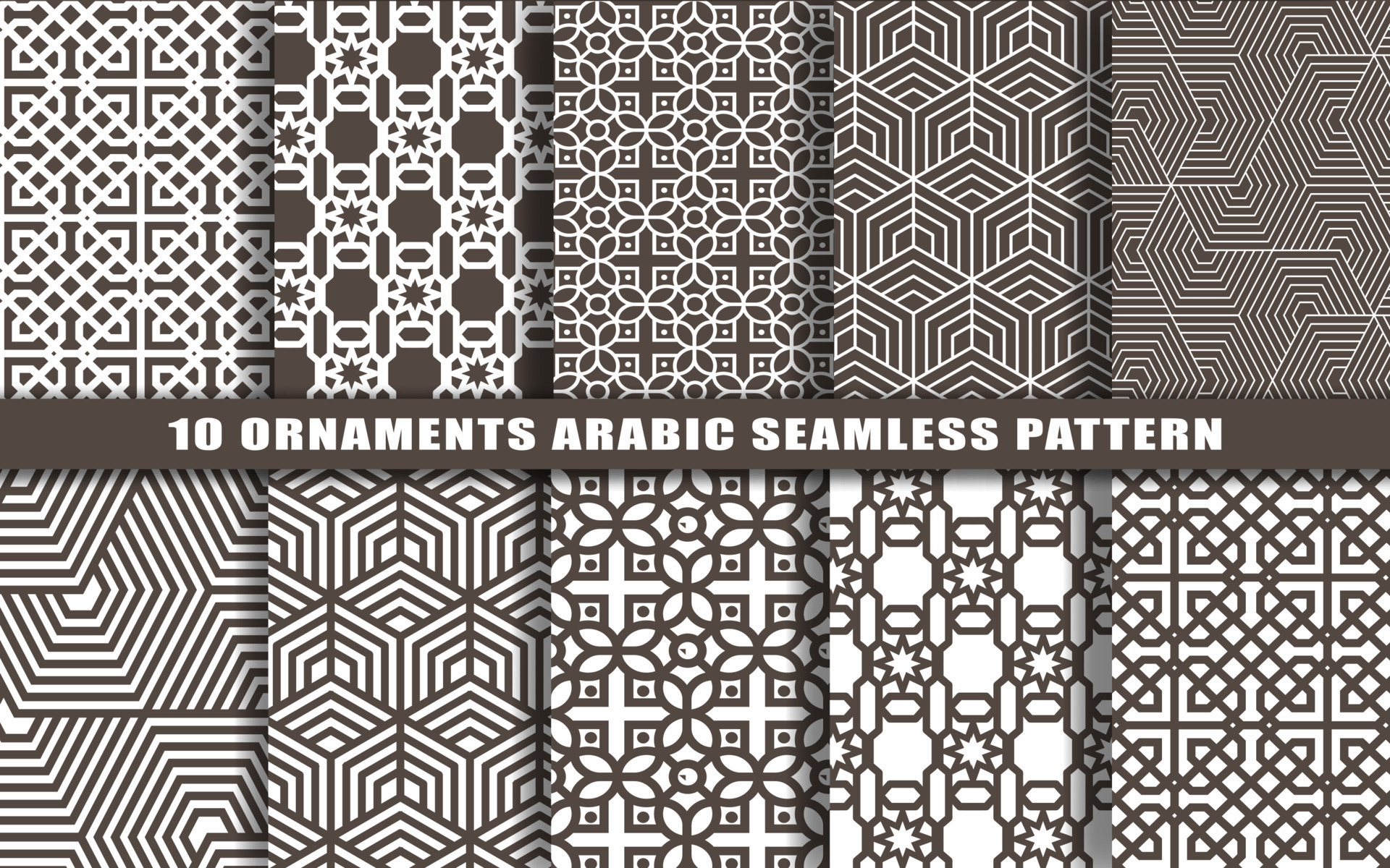 10 arabic seamless patterns. set of islamic background ornaments ...