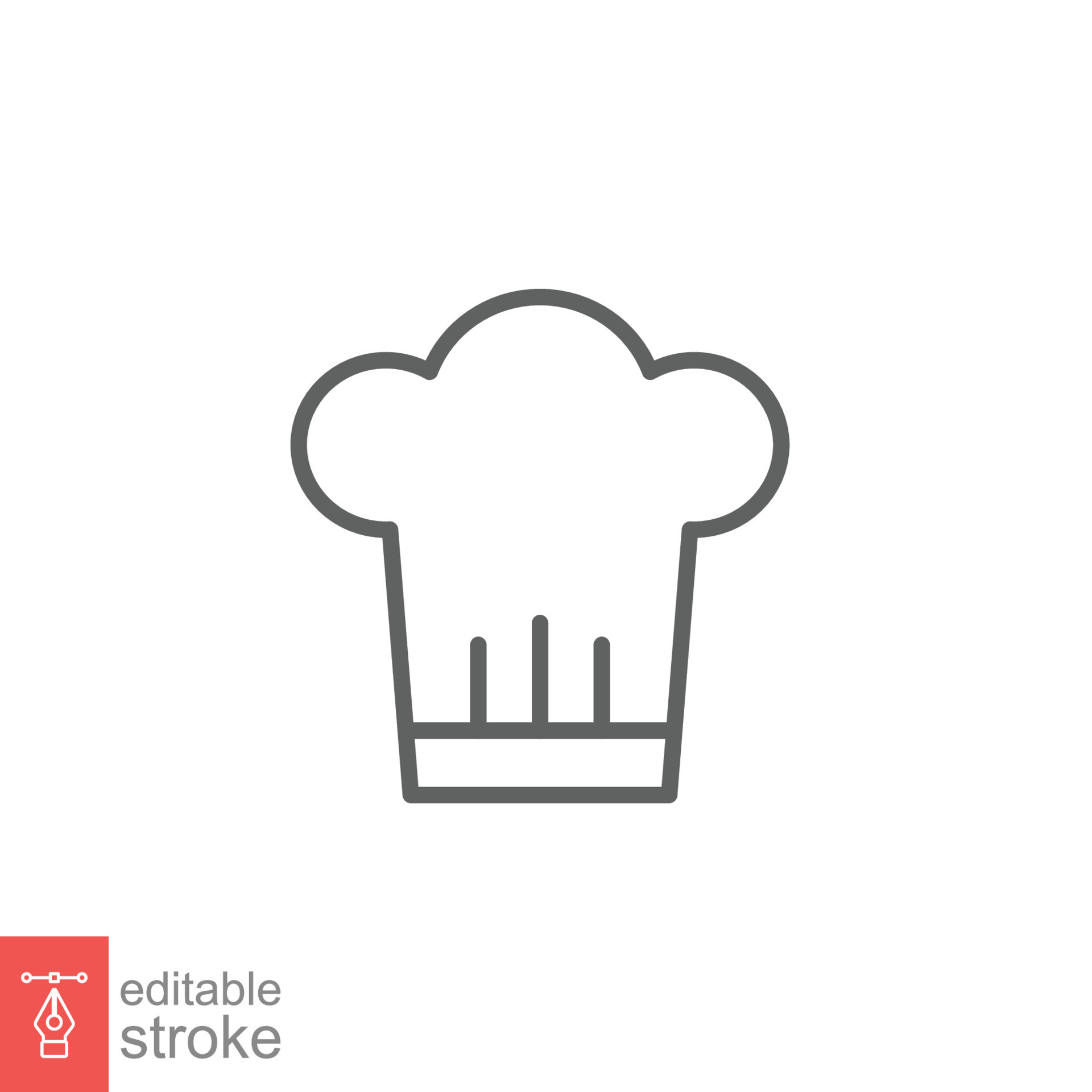 Chef hat line icon. Simple outline style. Toque, chef, cook, table ...