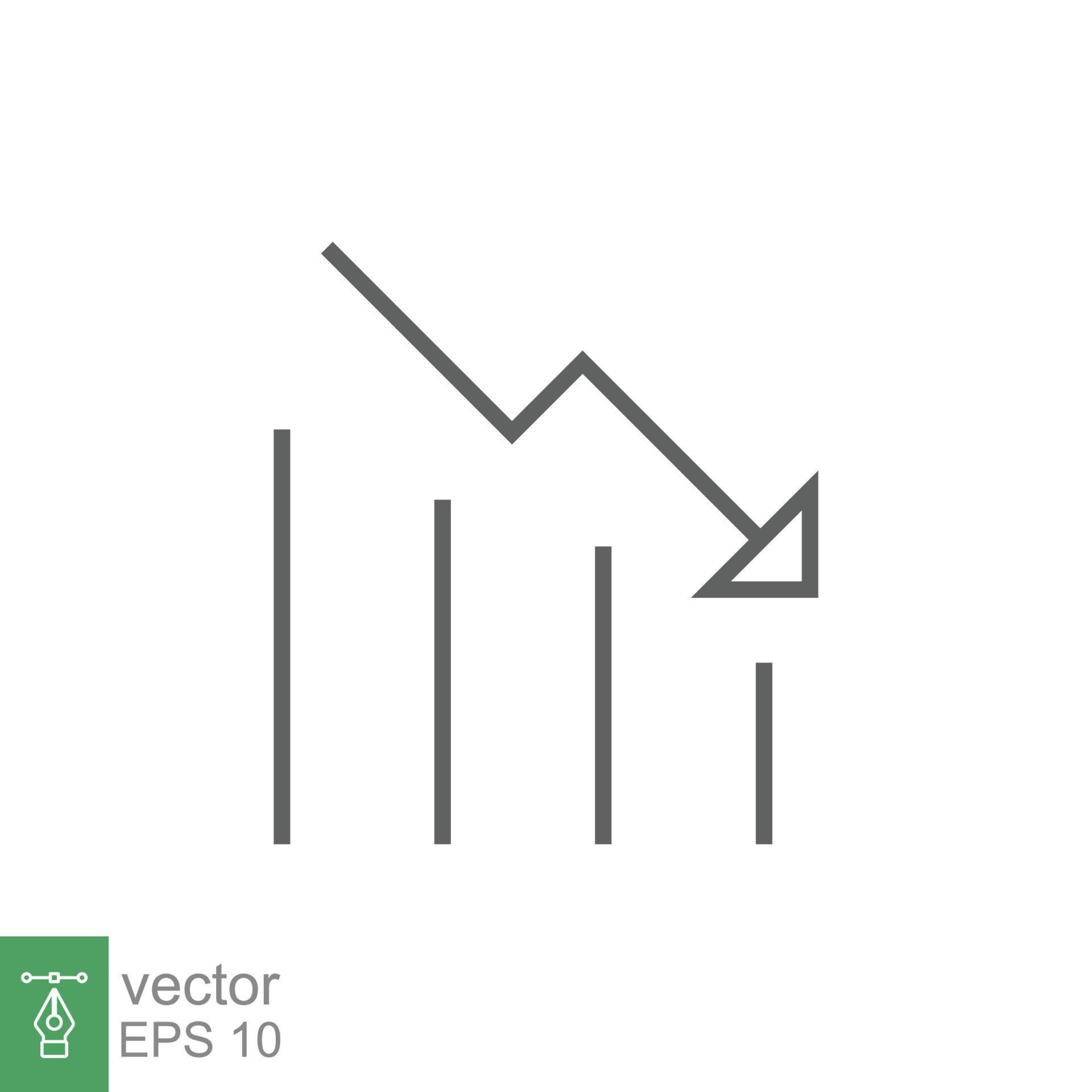 Graph down, reduce progress line icon. Simple outline style efficiency ...