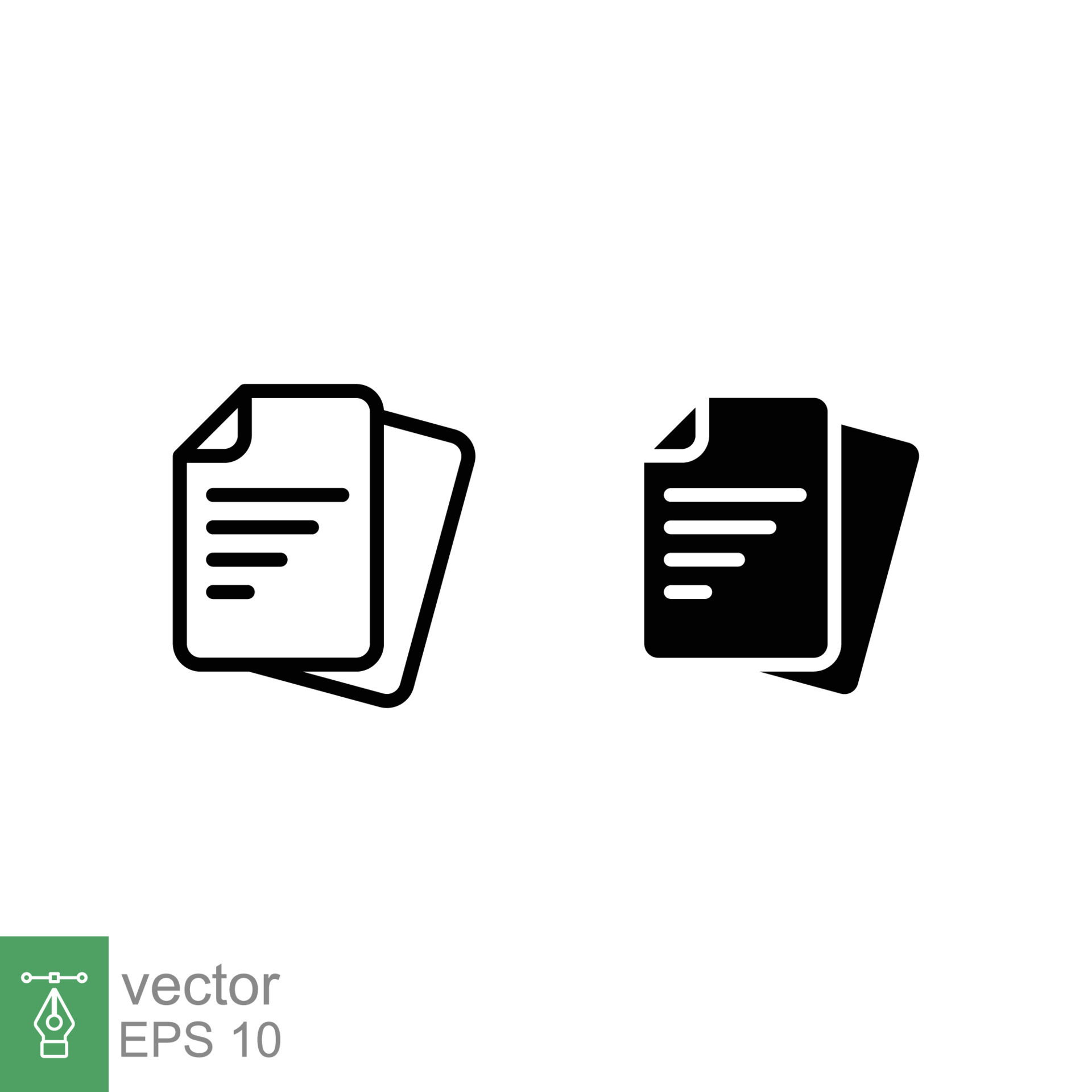 Document Line And Solid Icon Outline And Glyph Symbol Note Information Paper Sheet