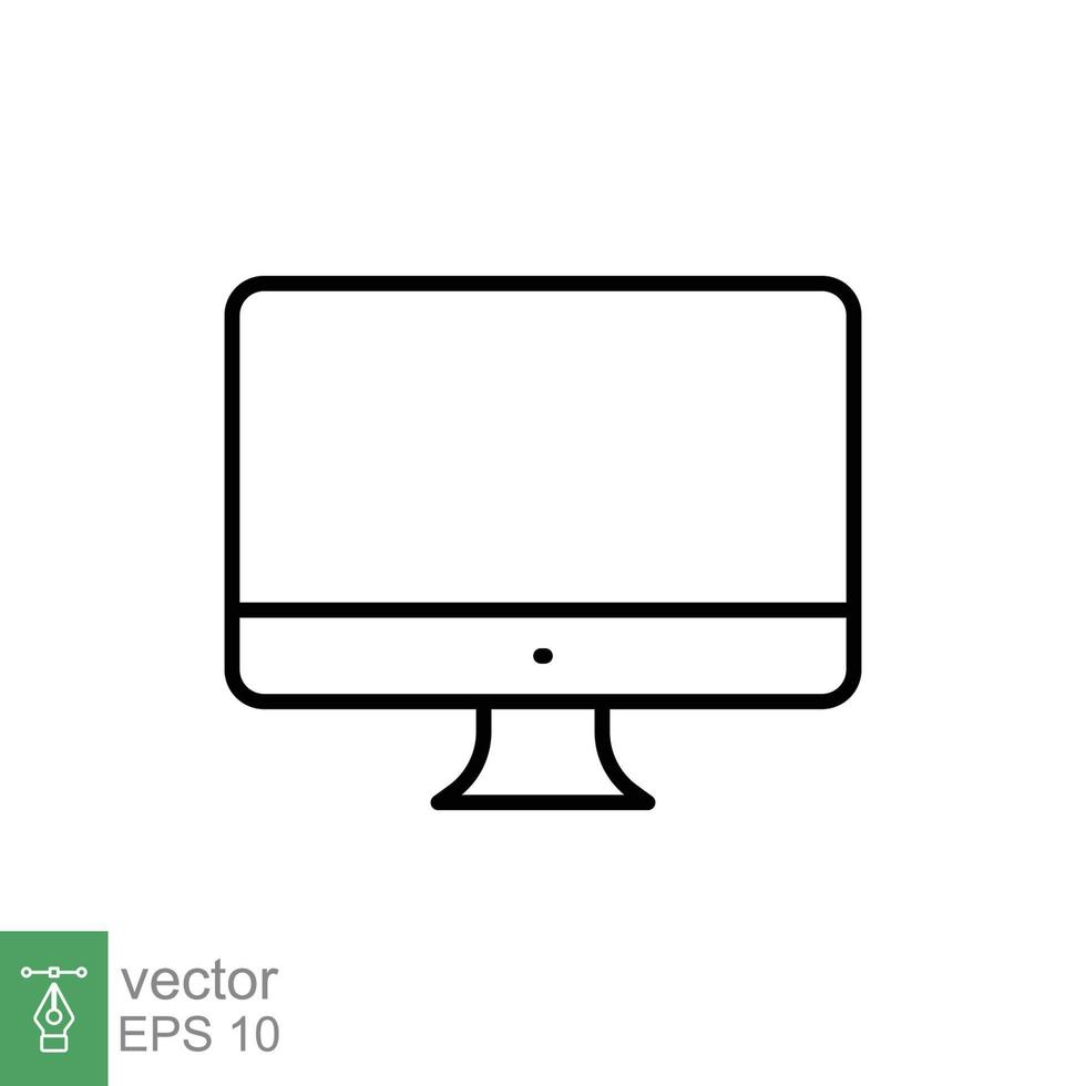 Monitor line icon. Simple outline style. Screen, tv, desktop computer ...