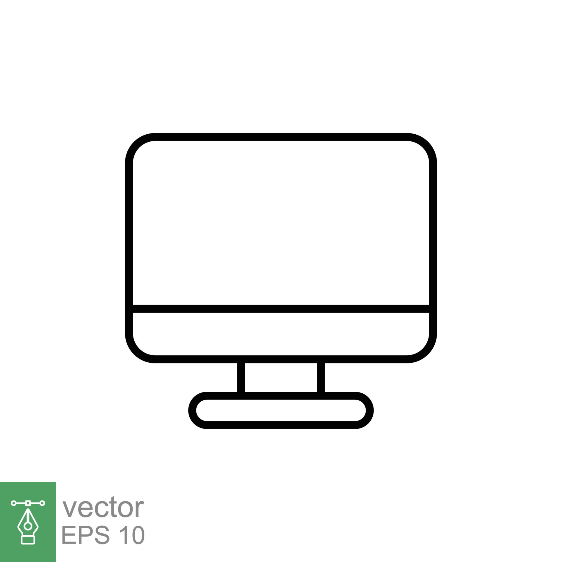Monitor line icon. Simple outline style. Screen, tv, desktop computer display concept. Vector ...