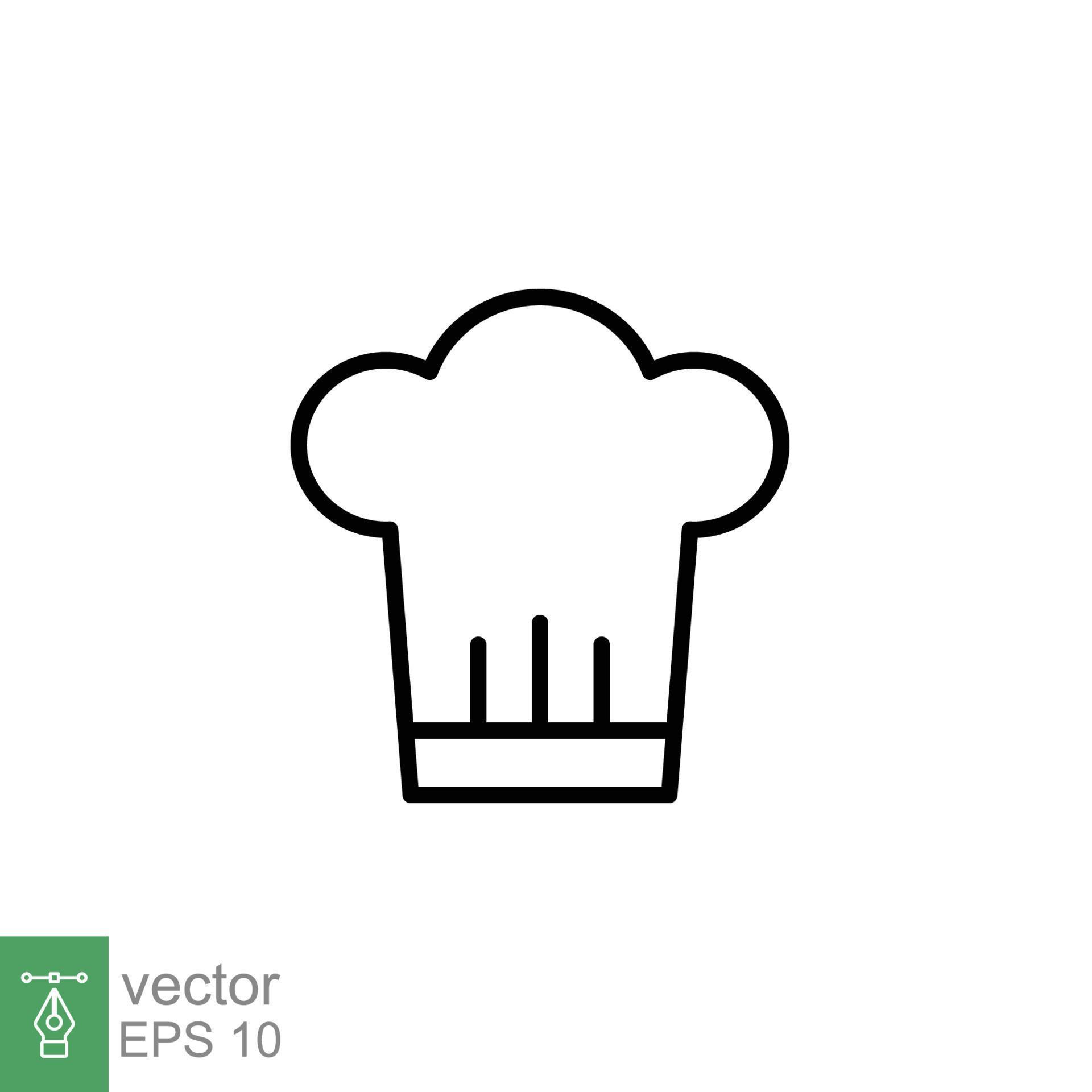 Chef hat line icon. Simple outline style. Toque, chef, cook, table ...