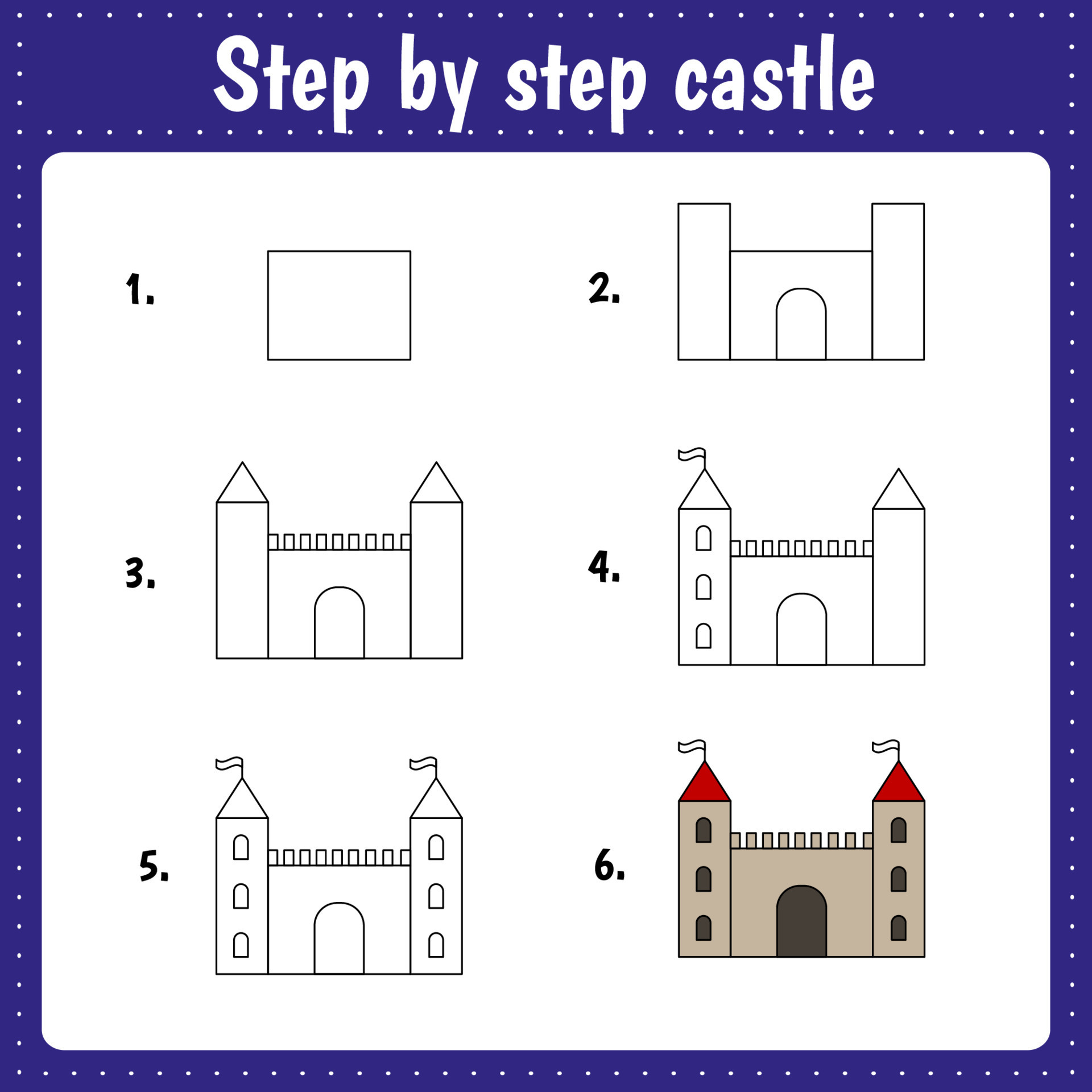 Castle Drawing For Kids Step By Step