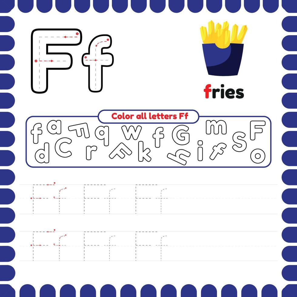 Alphabet Tracing Worksheet with letters. Writing practice letter F. 21488322 Vector Art at Vecteezy
