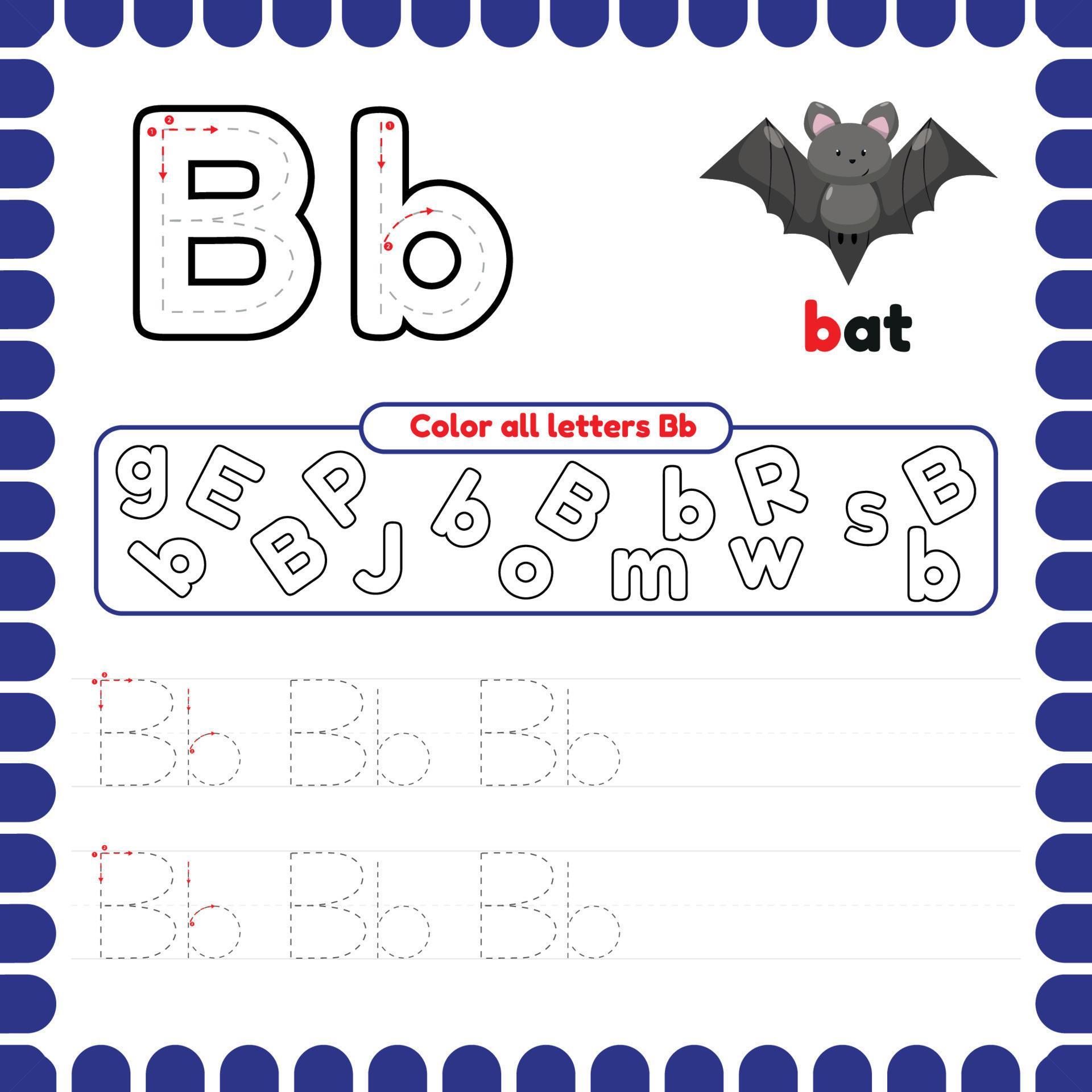 Alphabet Tracing Worksheet with letters. Writing practice letter B ...
