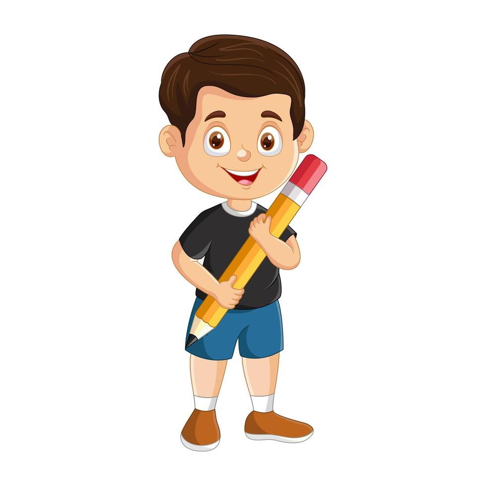 Vector cartoon little boy holding a big pencil 21488784 Vector Art at ... Vector cartoon little boy holding a big pencil 21488784 Vector Art at ...