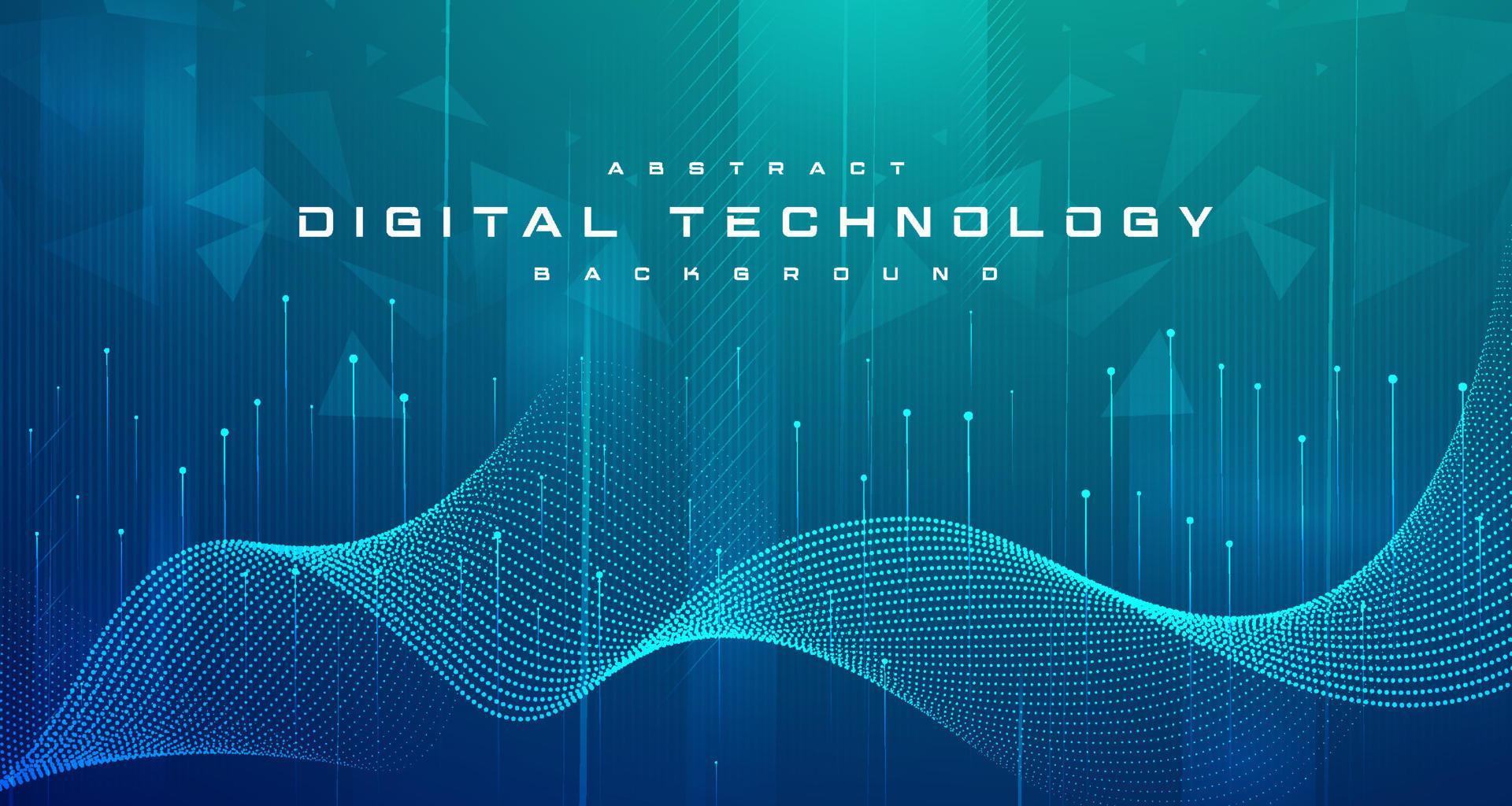 Digital Technology Banner Blue Green Background Concept Cyber
