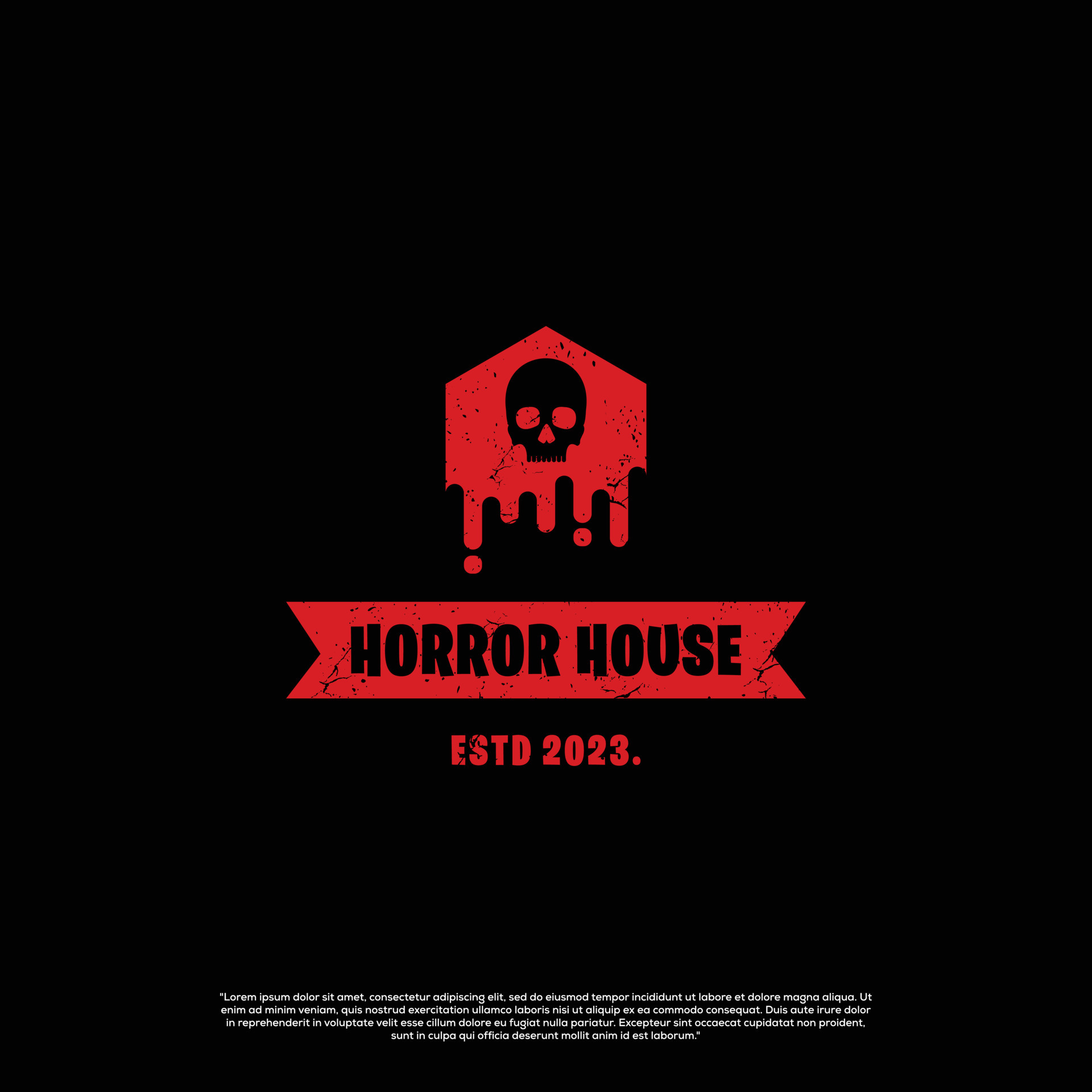horror house logo, scary house logo, blood house logo, house combine with skull logo concept ...