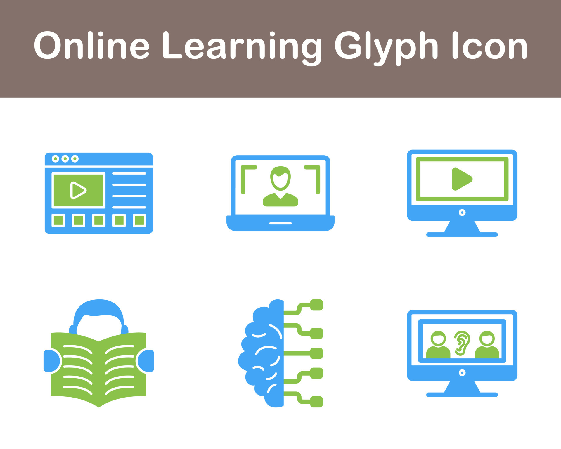 Online Learning Vector Icon Set 21496179 Vector Art at Vecteezy