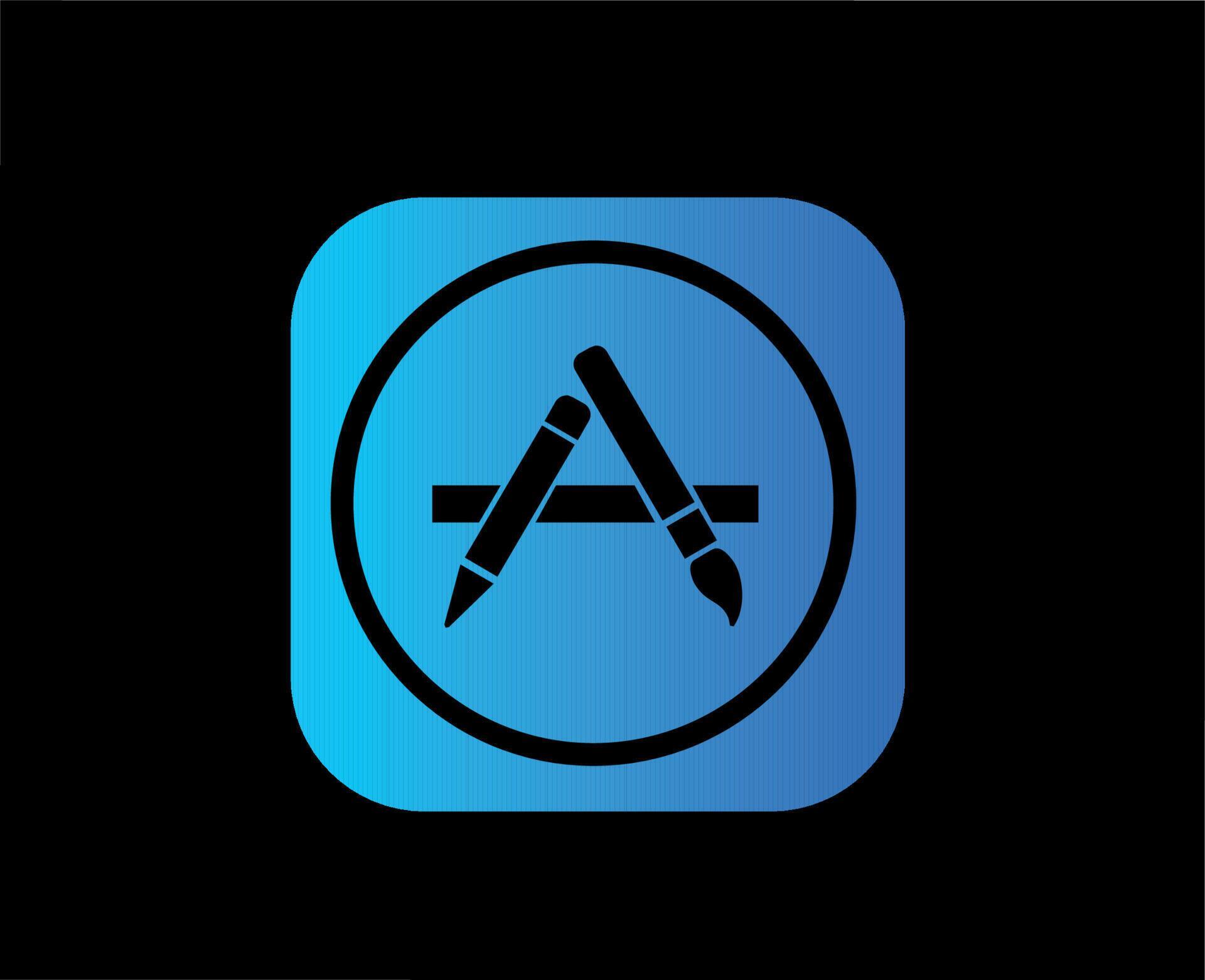 App Store Icon Logo Phone Apple Symbol Blue Design Mobile Vector Illustration With Black ...