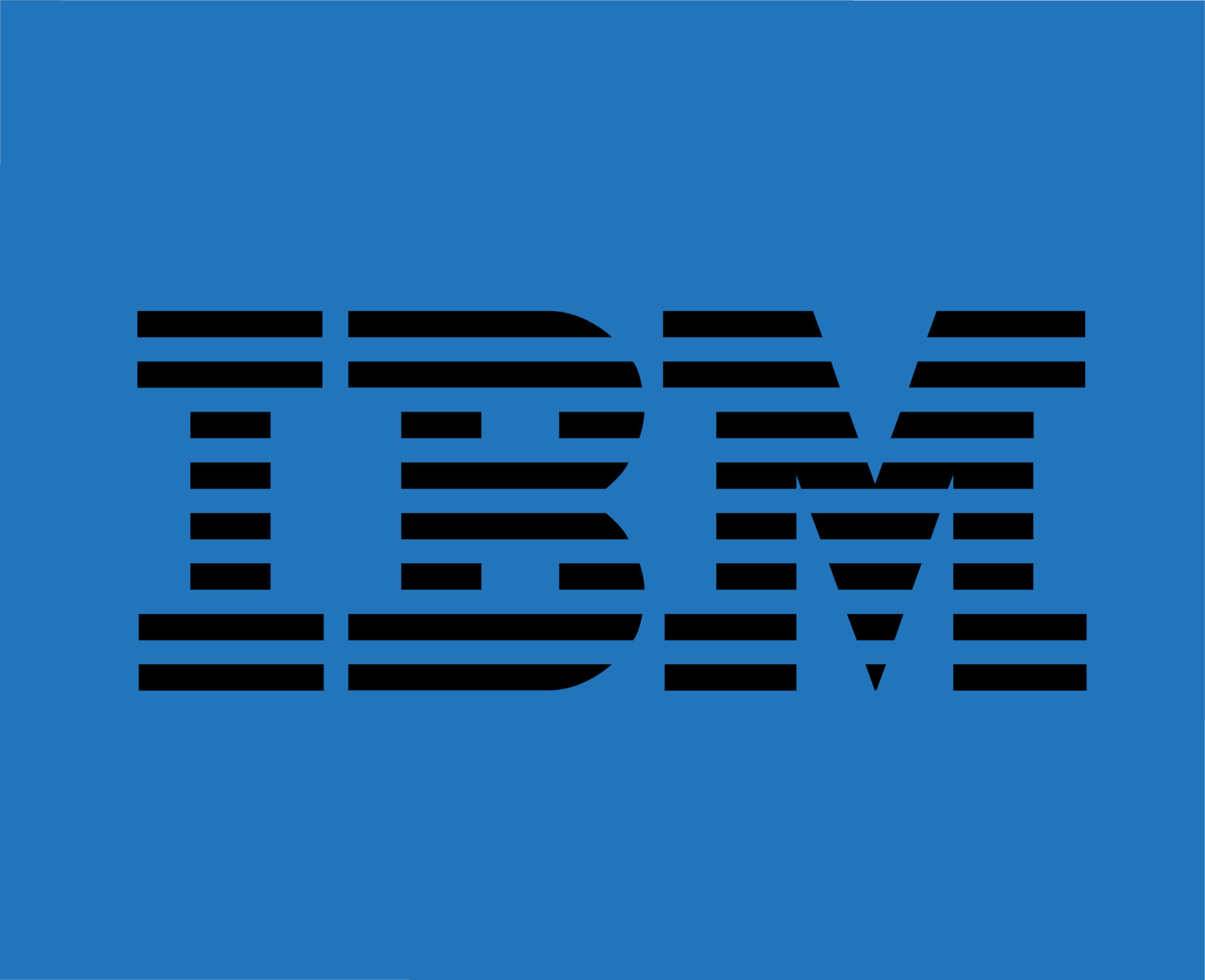 Ibm Brand Symbol Software Computer Logo Black Design Vector Illustration With Blue Background