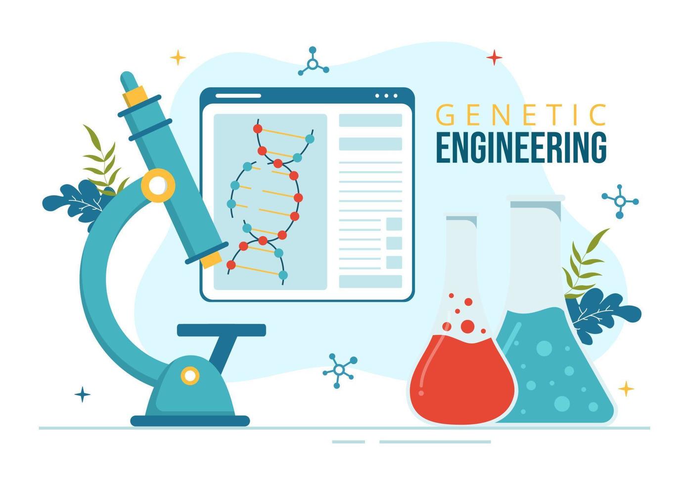 Genetic Engineering And Dna Modifications Illustration With Genetics Research Or Experiment