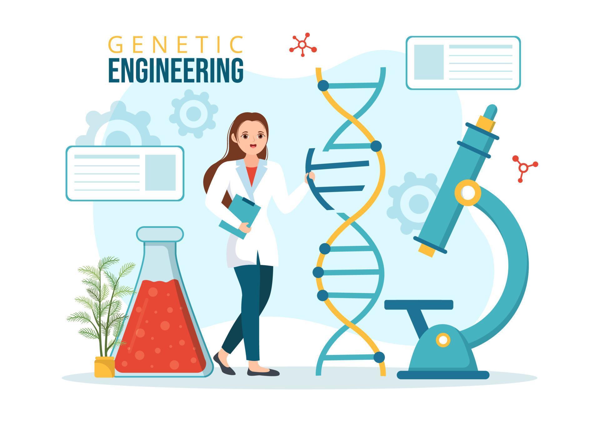 Genetic Engineering And Dna Modifications Illustration With Genetics Research Or Experiment