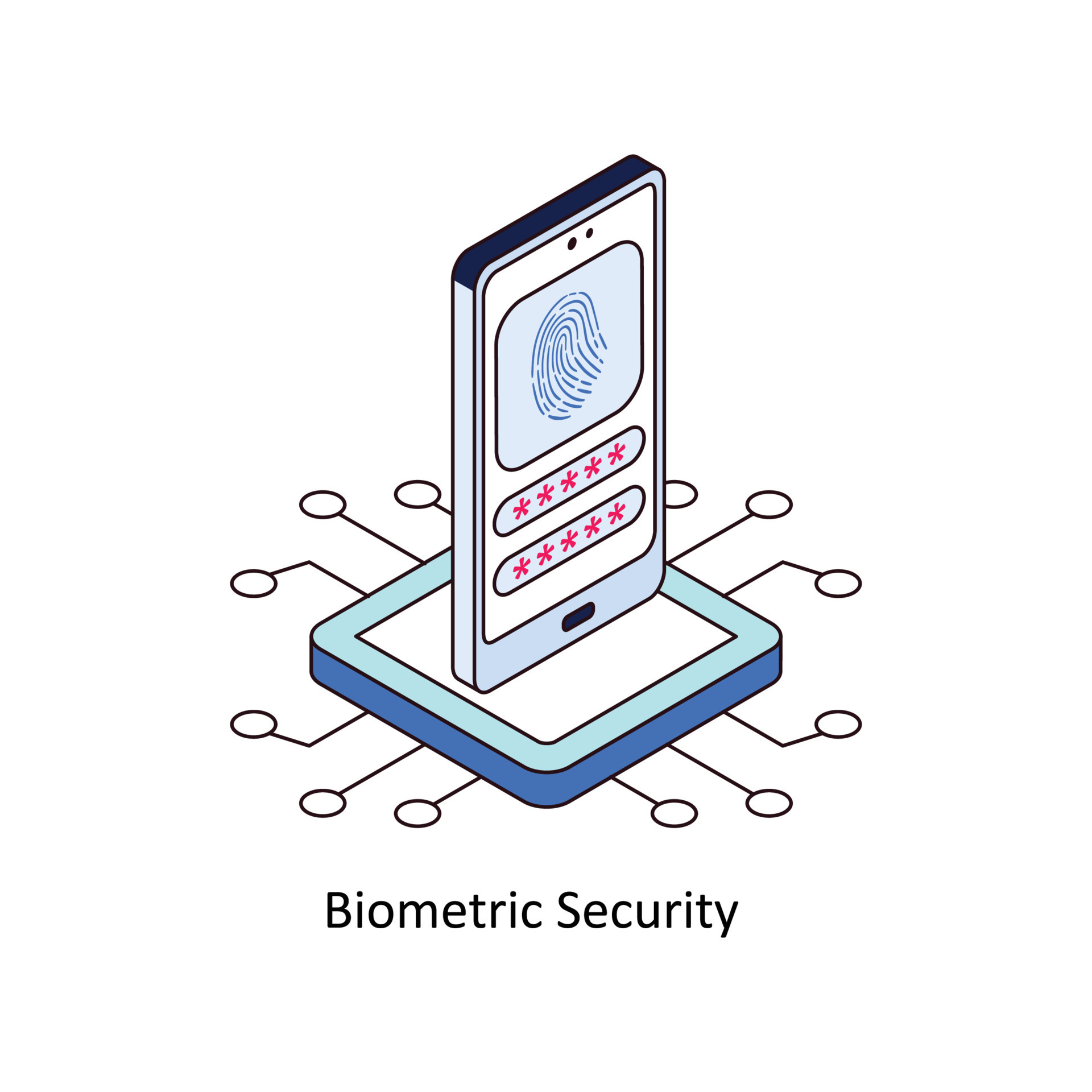 Biometric Security Vector Isometric Icons Simple Stock Illustration