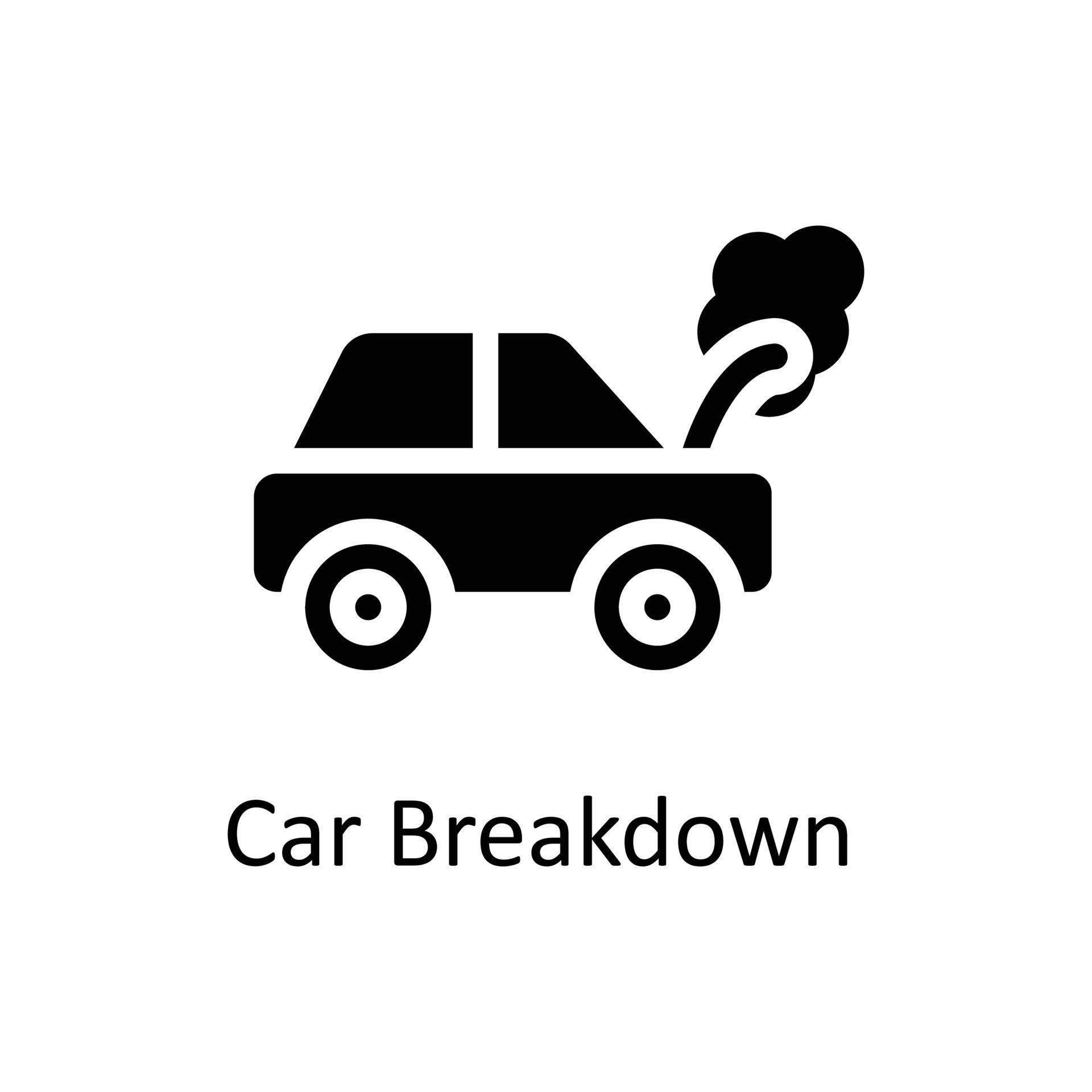 Car Breakdown Vector Solid Icons. Simple stock illustration stock ...