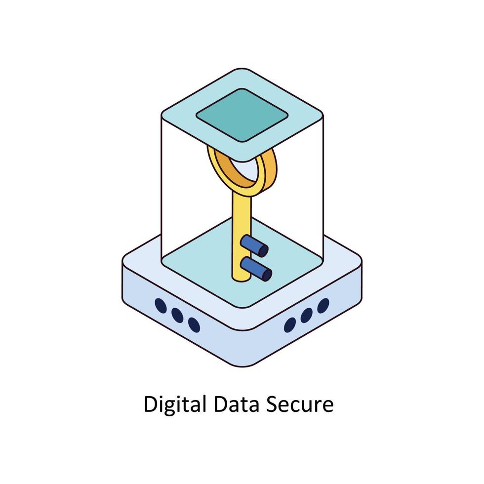 Digital Data Secure Vector Isometric Icons Simple Stock Illustration