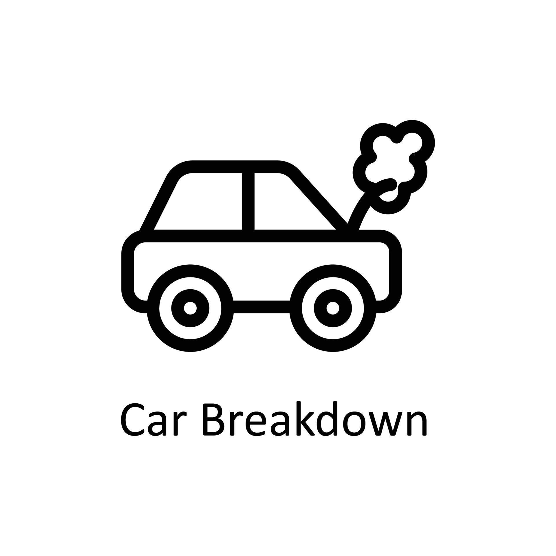 Car Breakdown Vector Outline Icons. Simple stock illustration stock ...