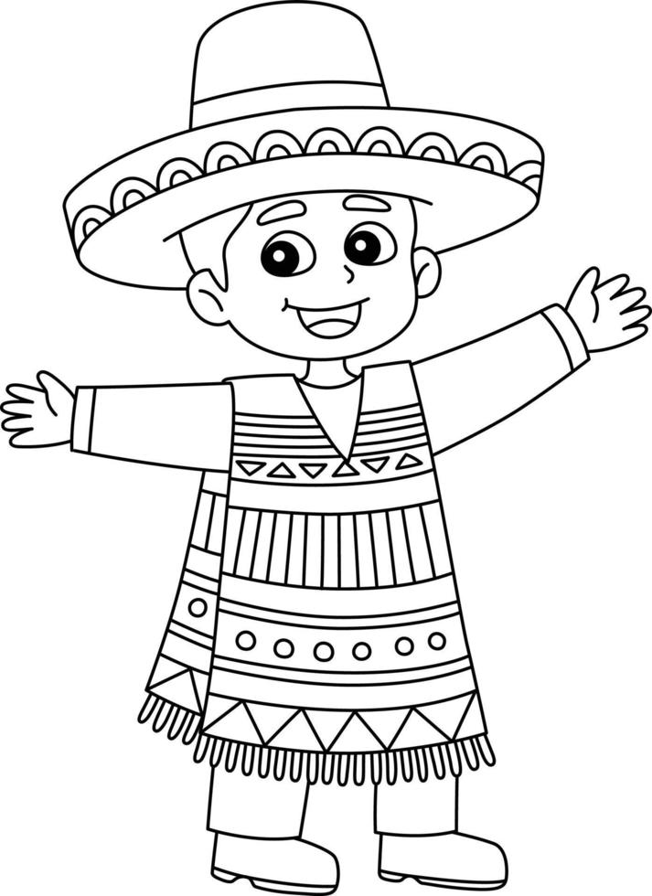 Mexican Boy Isolated Coloring Page for Kids 21501629 Vector Art at Vecteezy