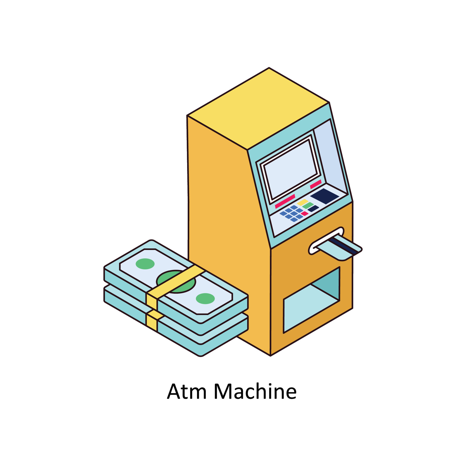 ATM Machine Vector Isometric Icons. Simple stock illustration stock ...