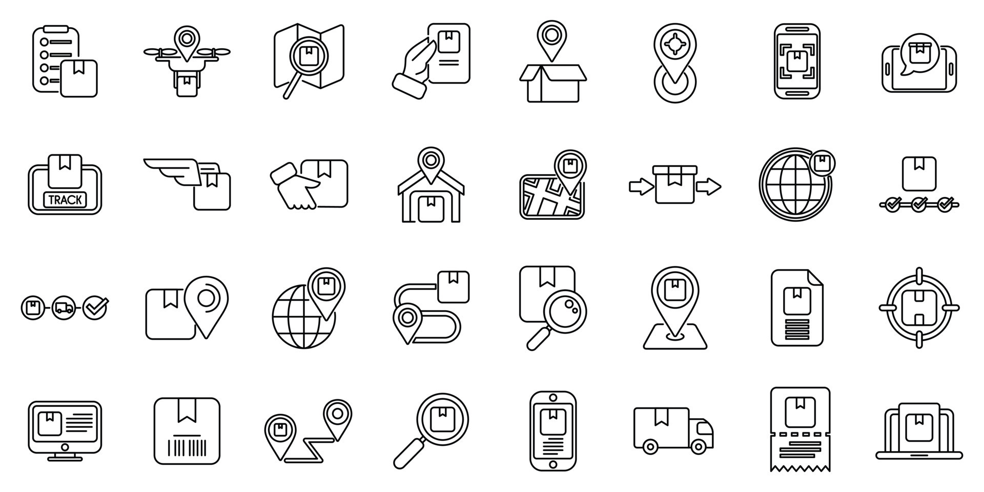 Parcel tracking icons set outline vector. Ship logistic 21502657 Vector ...