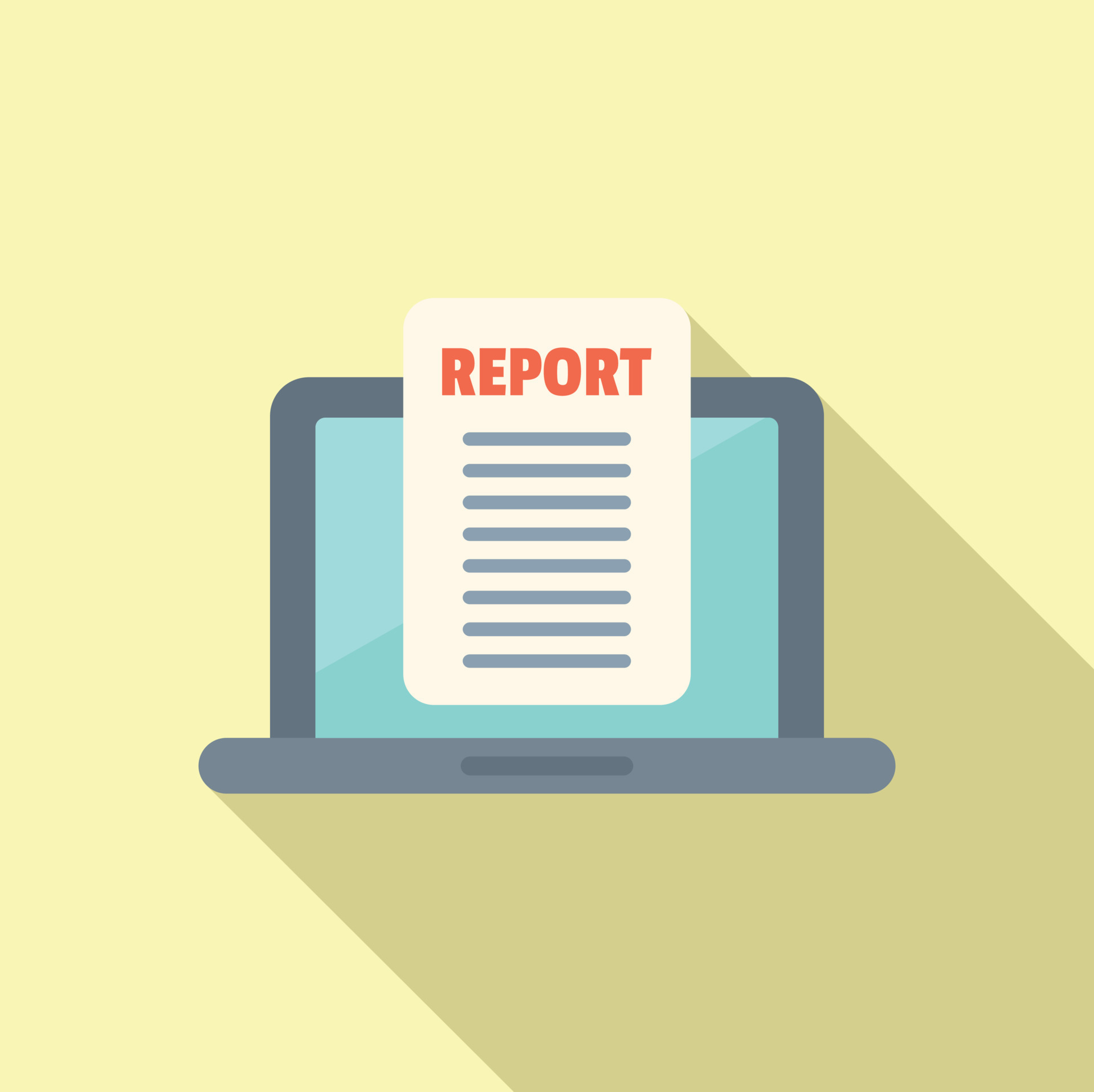 Laptop Report Icon Flat Vector Business Document 21503869 Vector Art