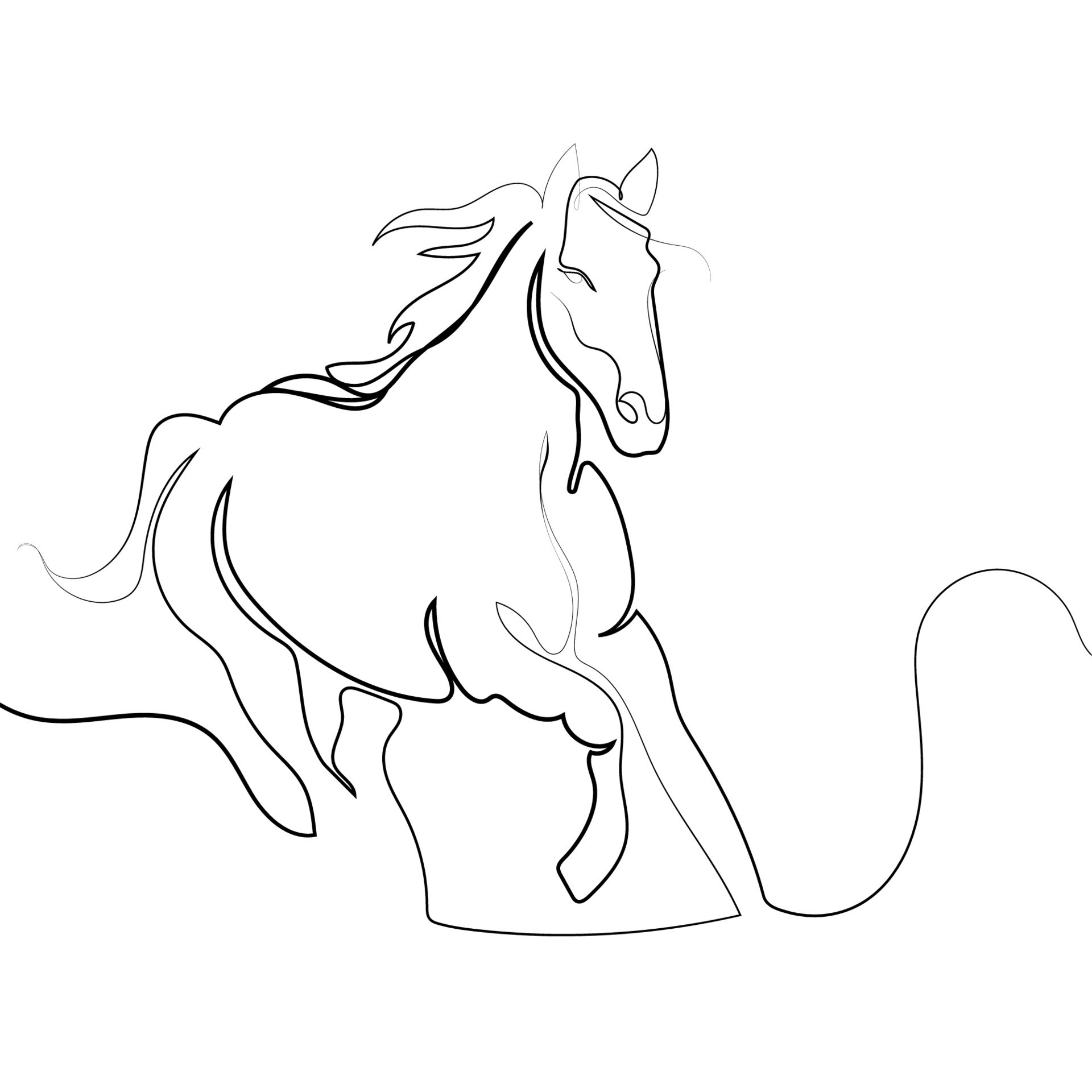 One line drawing Running Horse print,poster logo template.Horse ... One line drawing Running Horse print,poster logo template.Horse ...