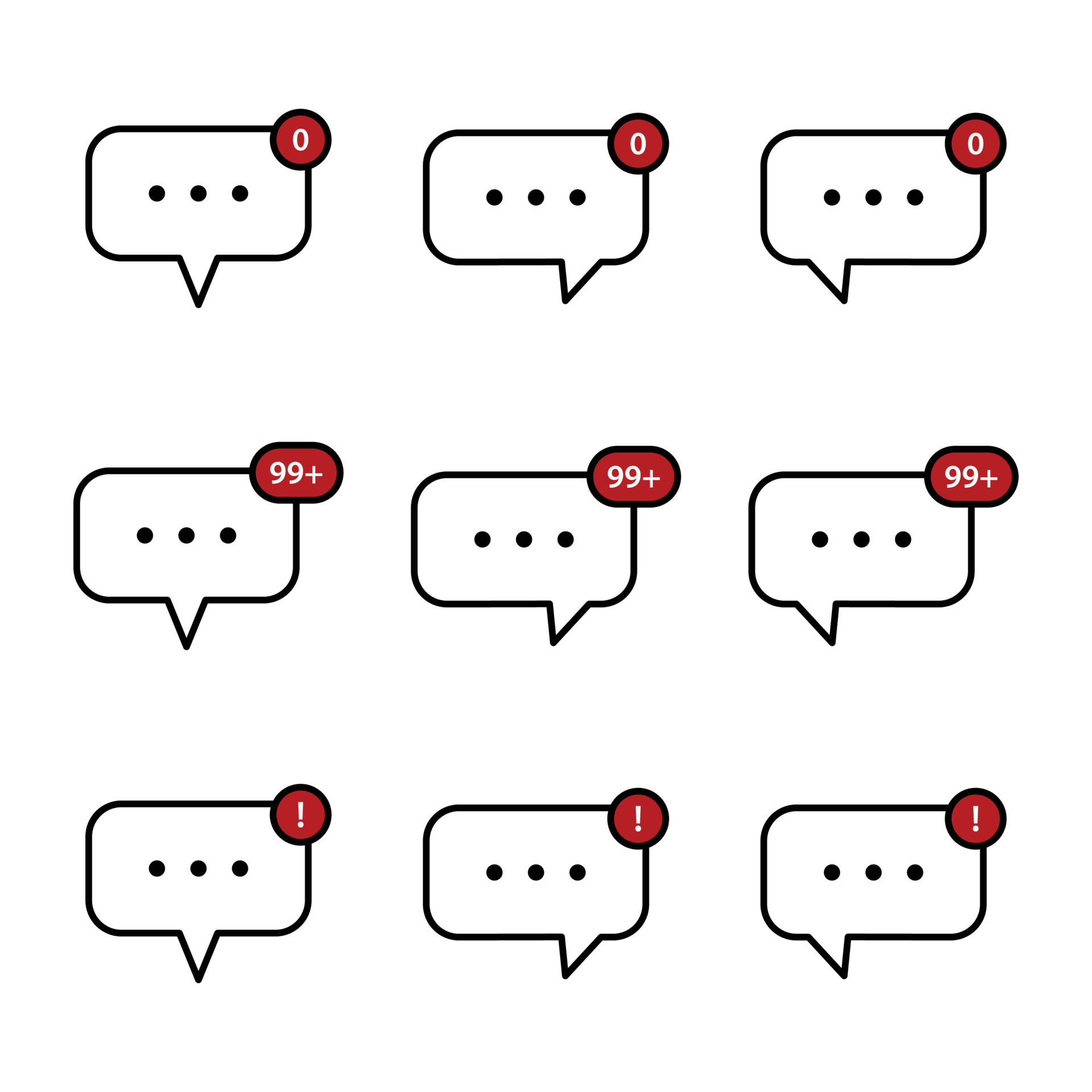 message with red notification icon set pack 21505572 Vector Art at Vecteezy