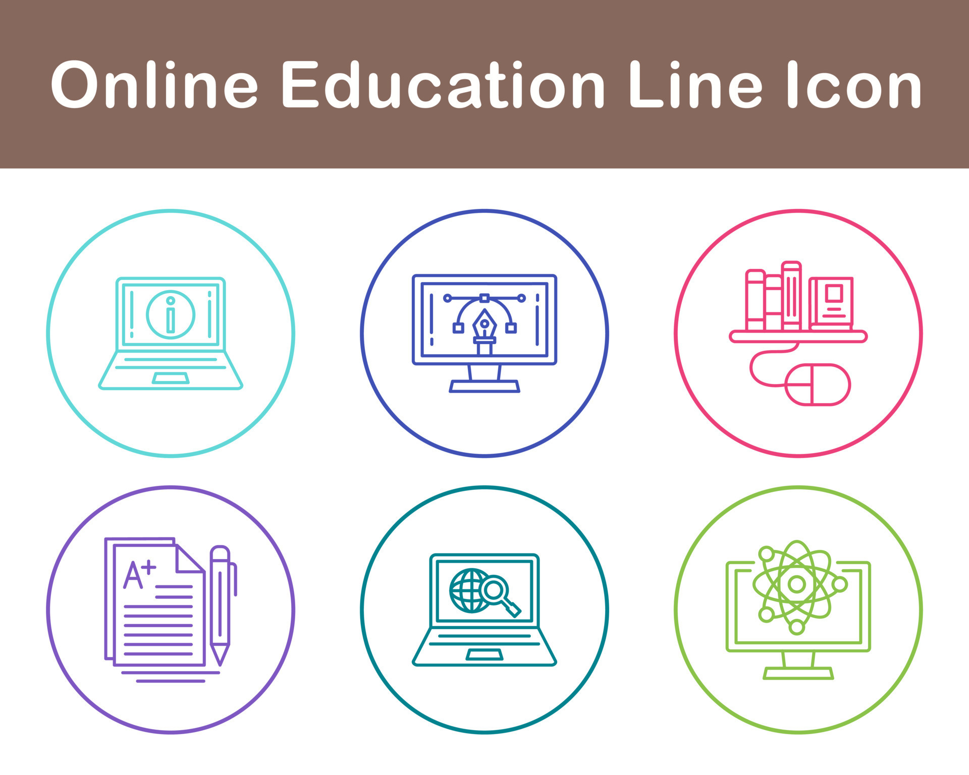 Online Education Vector Icon Set 21505708 Vector Art at Vecteezy