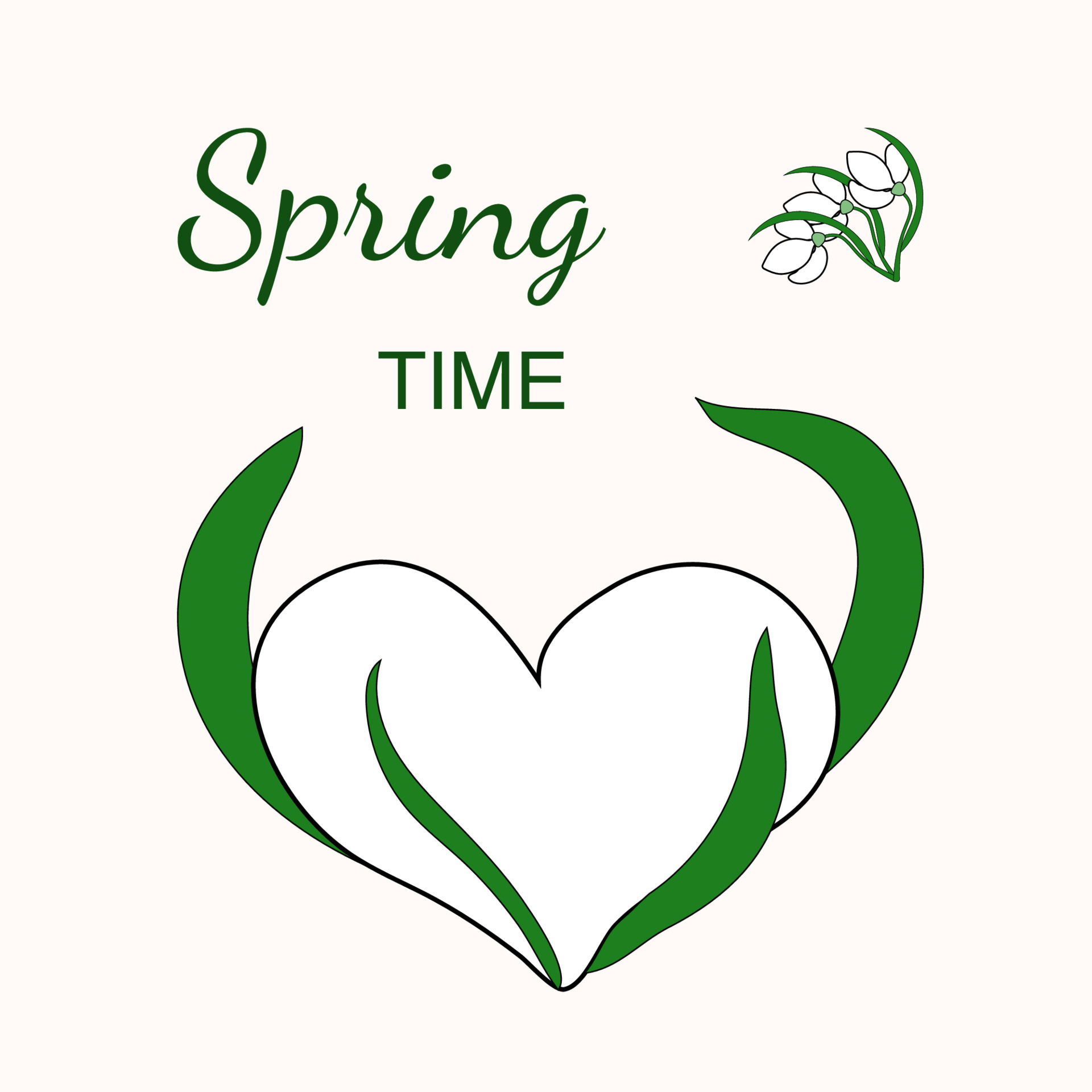 Snowdrops. Spring time Vector card. Heart like snowdrops. Vector first ... Snowdrops. Spring time Vector card. Heart like snowdrops. Vector first ...