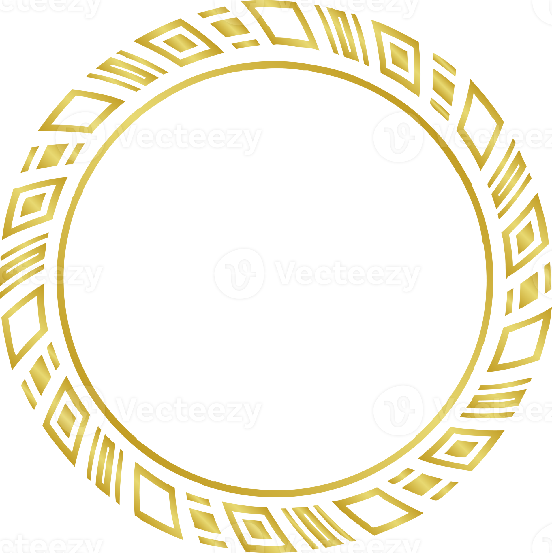 Circle golden frame. Abstract ornate decorative circle frame. PNG with transparent background ...