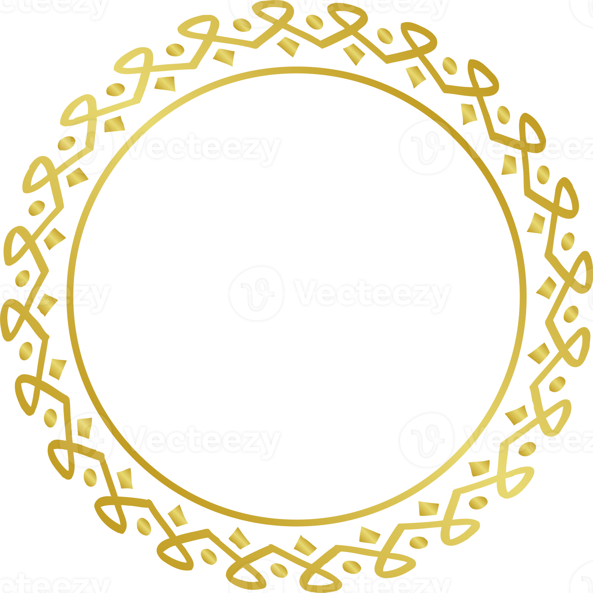 Circle golden frame. Abstract ornate decorative circle frame. PNG with transparent background ...