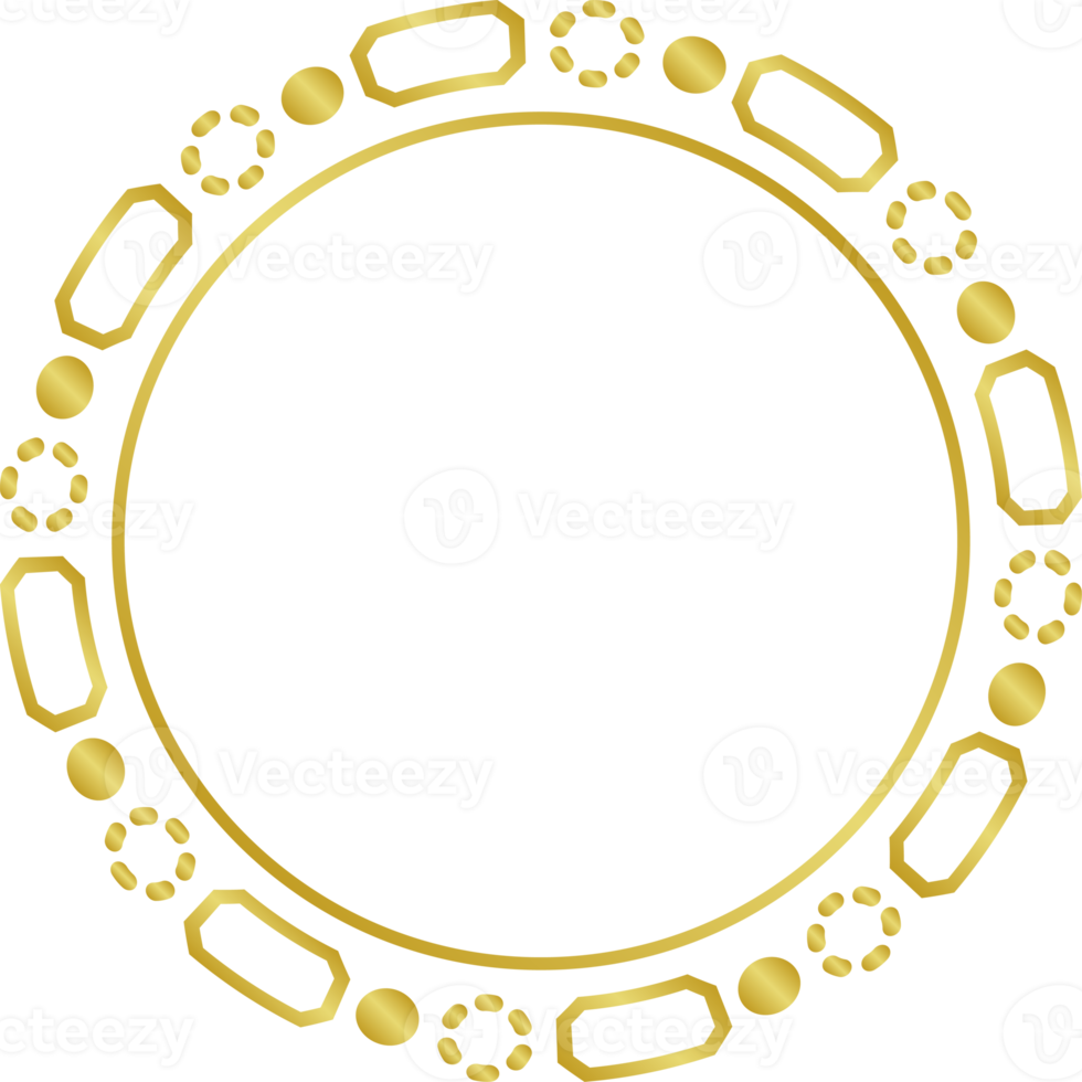 Circle golden frame. Abstract ornate decorative circle frame. PNG with transparent background ...