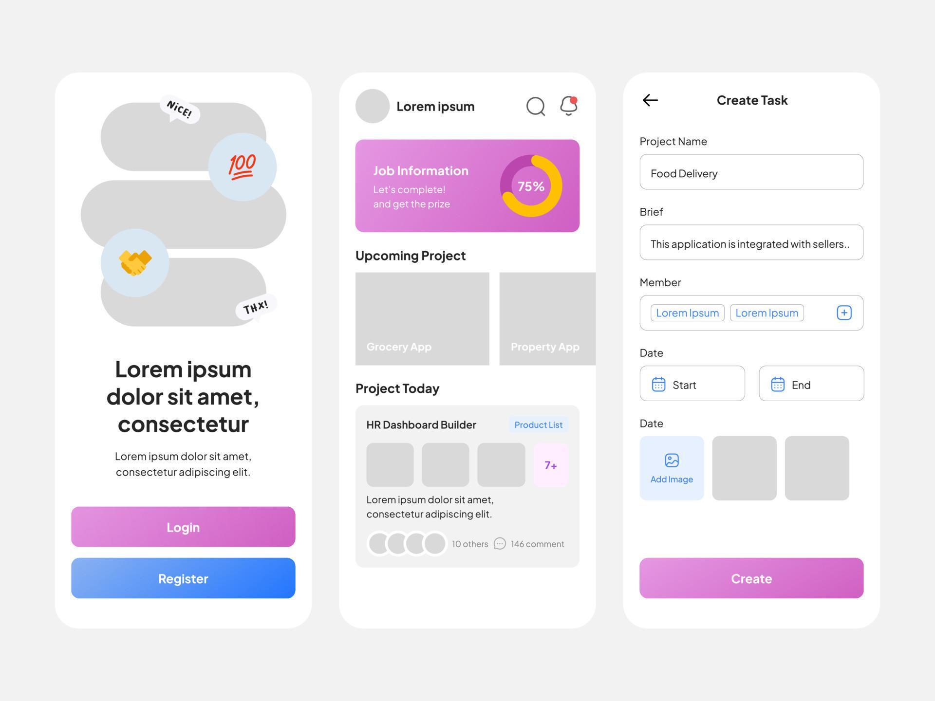 Clean UI UX design template vector. Suitable for mobile application ...
