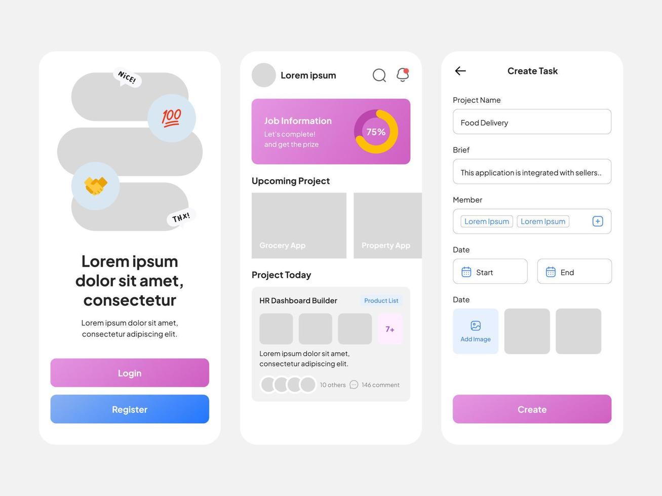 Clean UI UX design template vector. Suitable for mobile application ... Clean UI UX design template vector. Suitable for mobile application ...