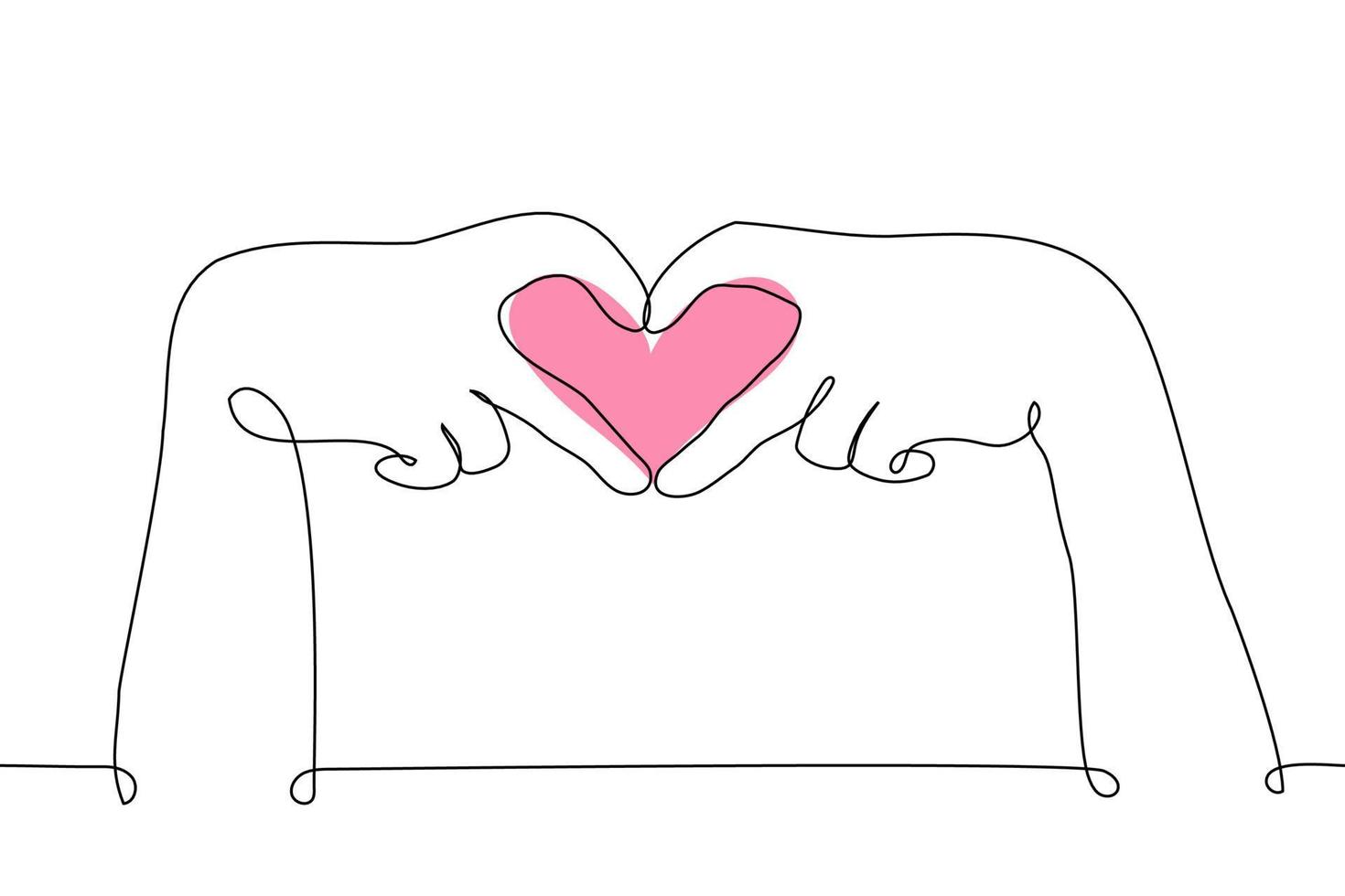 two human hands showing heart shape with fingers - one line drawing ... two human hands showing heart shape with fingers - one line drawing ...