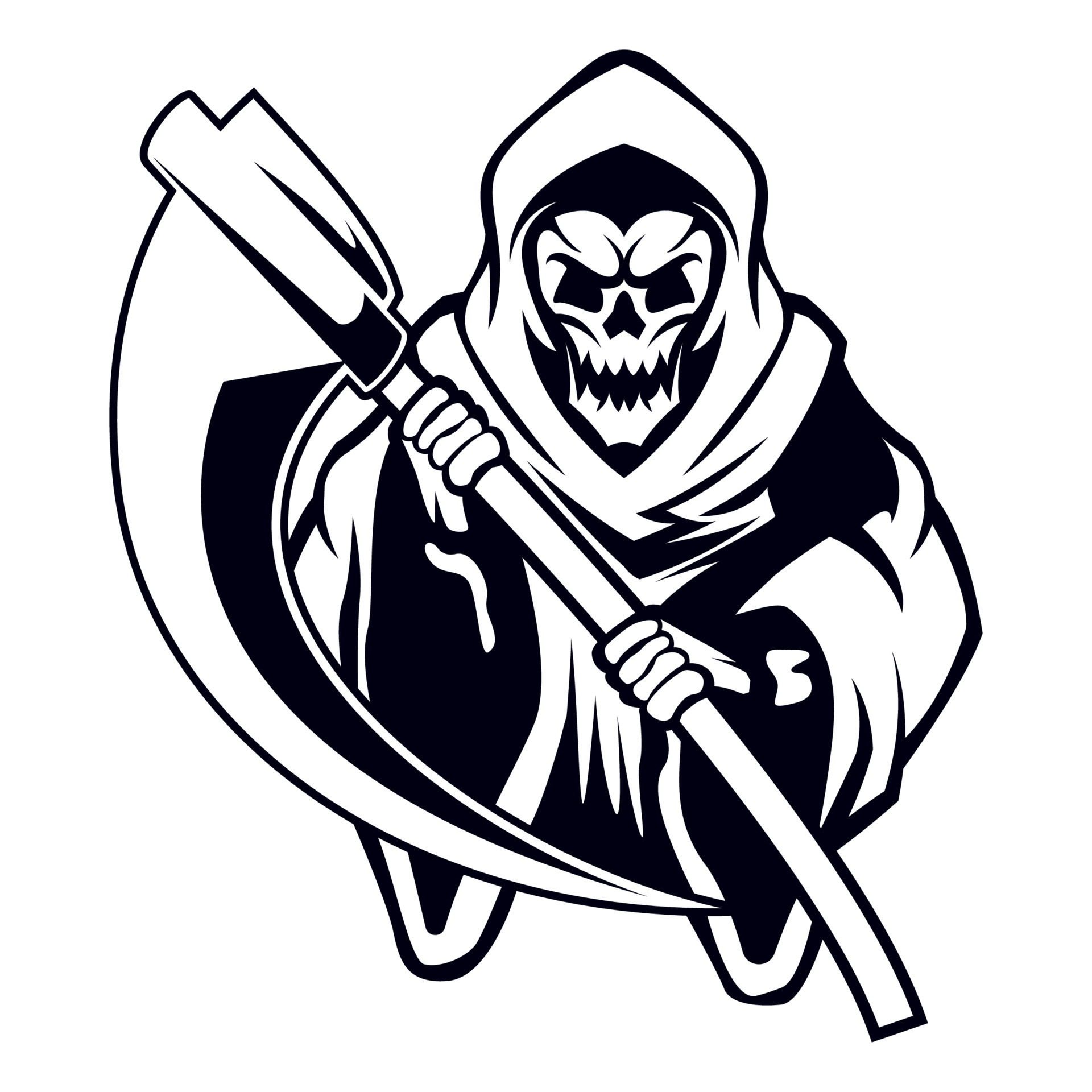 Grim Reaper Vector Grim Reaper Vector Black And White Illustration Isolated On A White