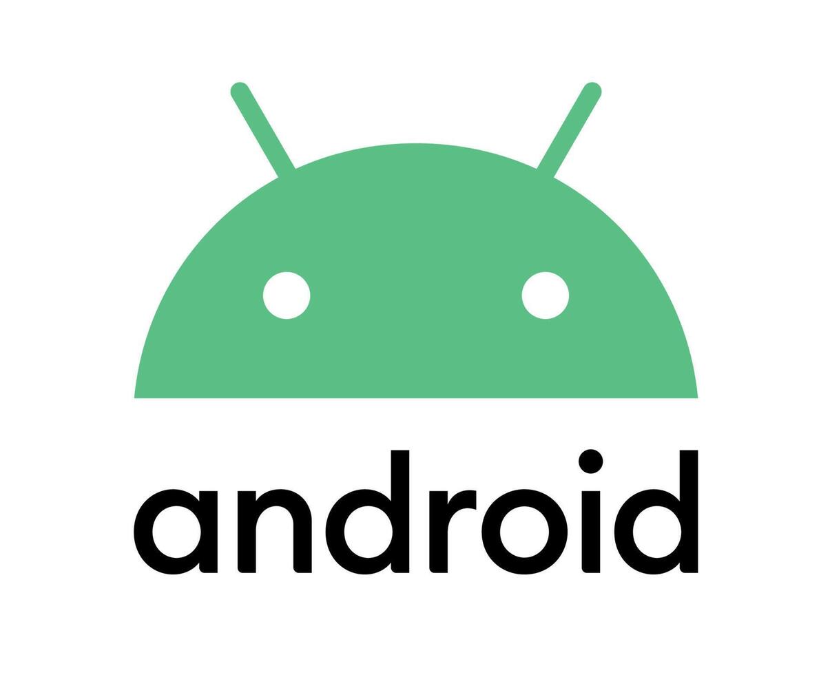 Android Logo Icon Symbol Green With Name Black Design Operating system ...