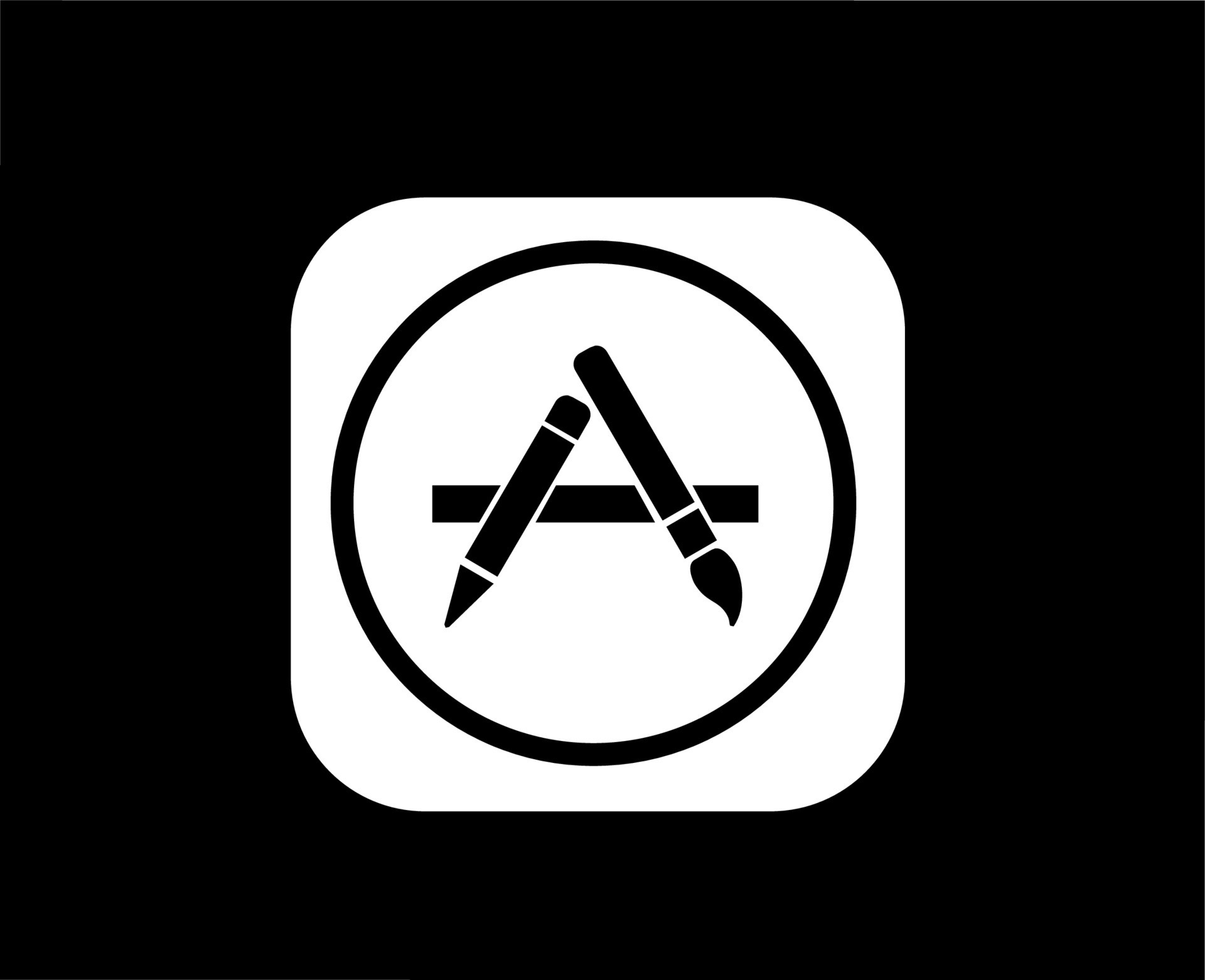 App Store Icon Logo Phone Apple Symbol White Design Mobile Vector Illustration With Black