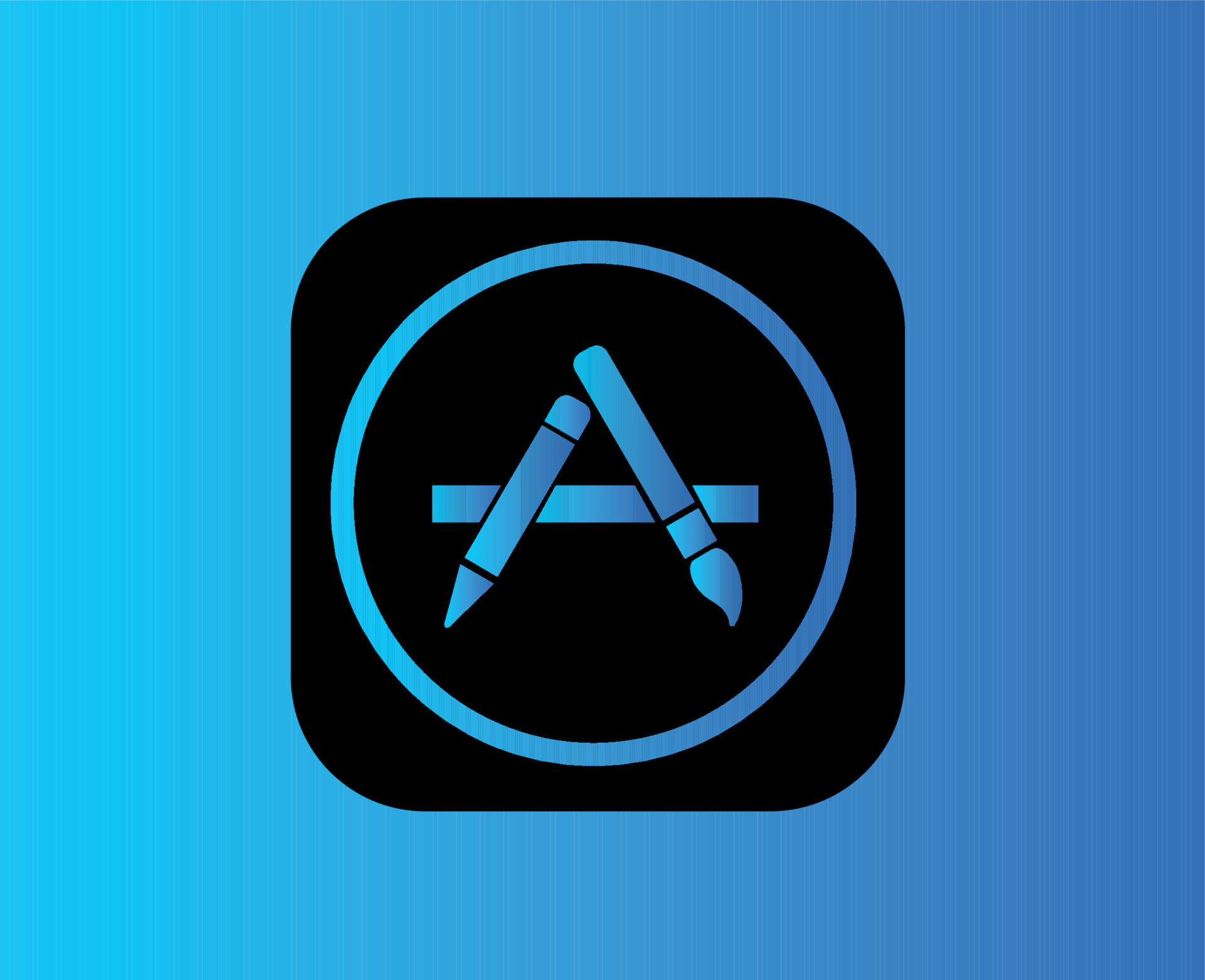 App Store Icon Logo Phone Apple Symbol Black Design Mobile Vector Illustration With Blue