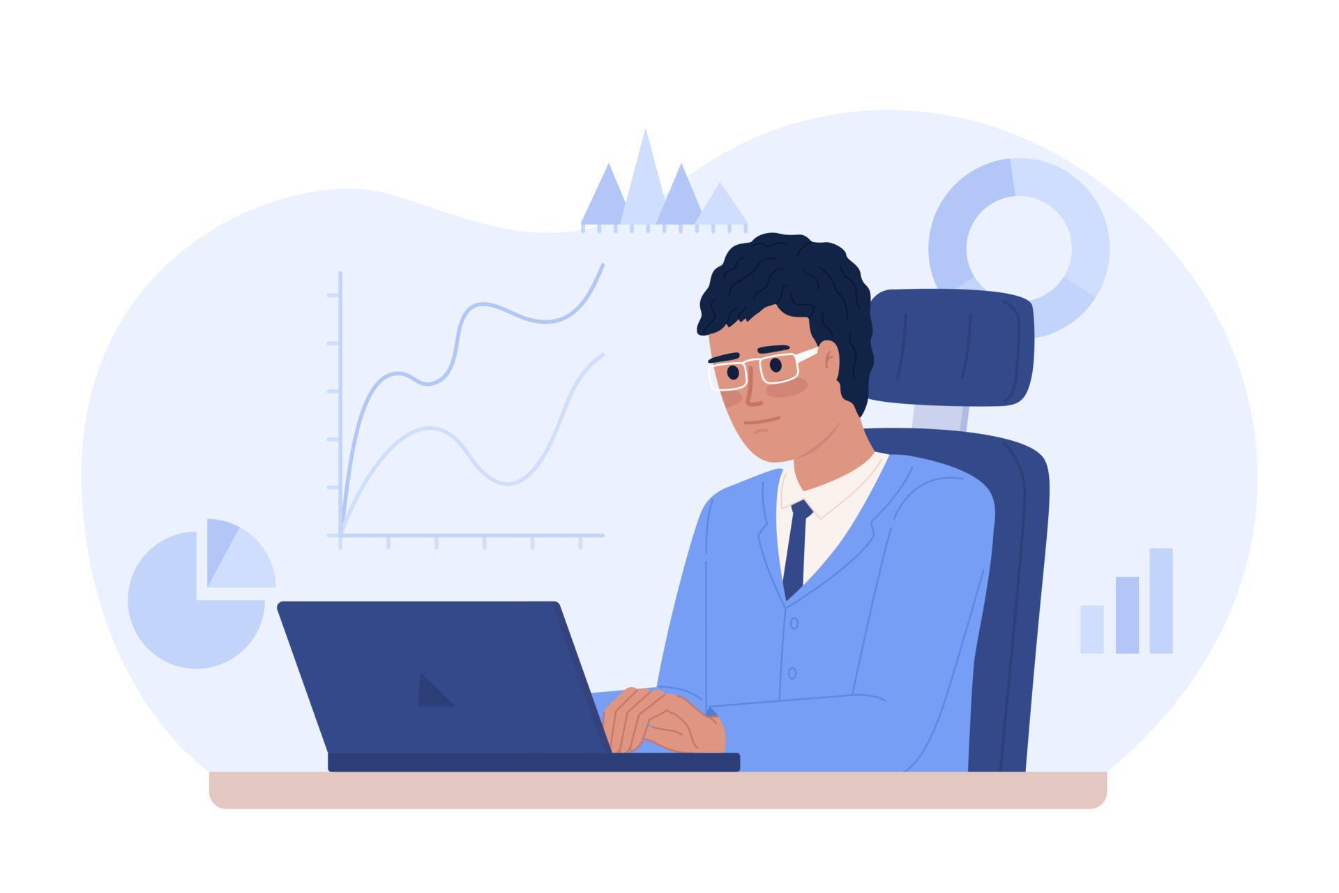 Data scientist job flat concept vector spot illustration. Editable 2D ...