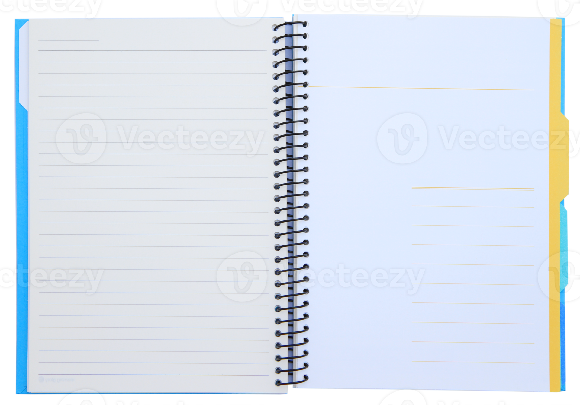 Spiral notebook opened with index on transparent background - PNG File ...