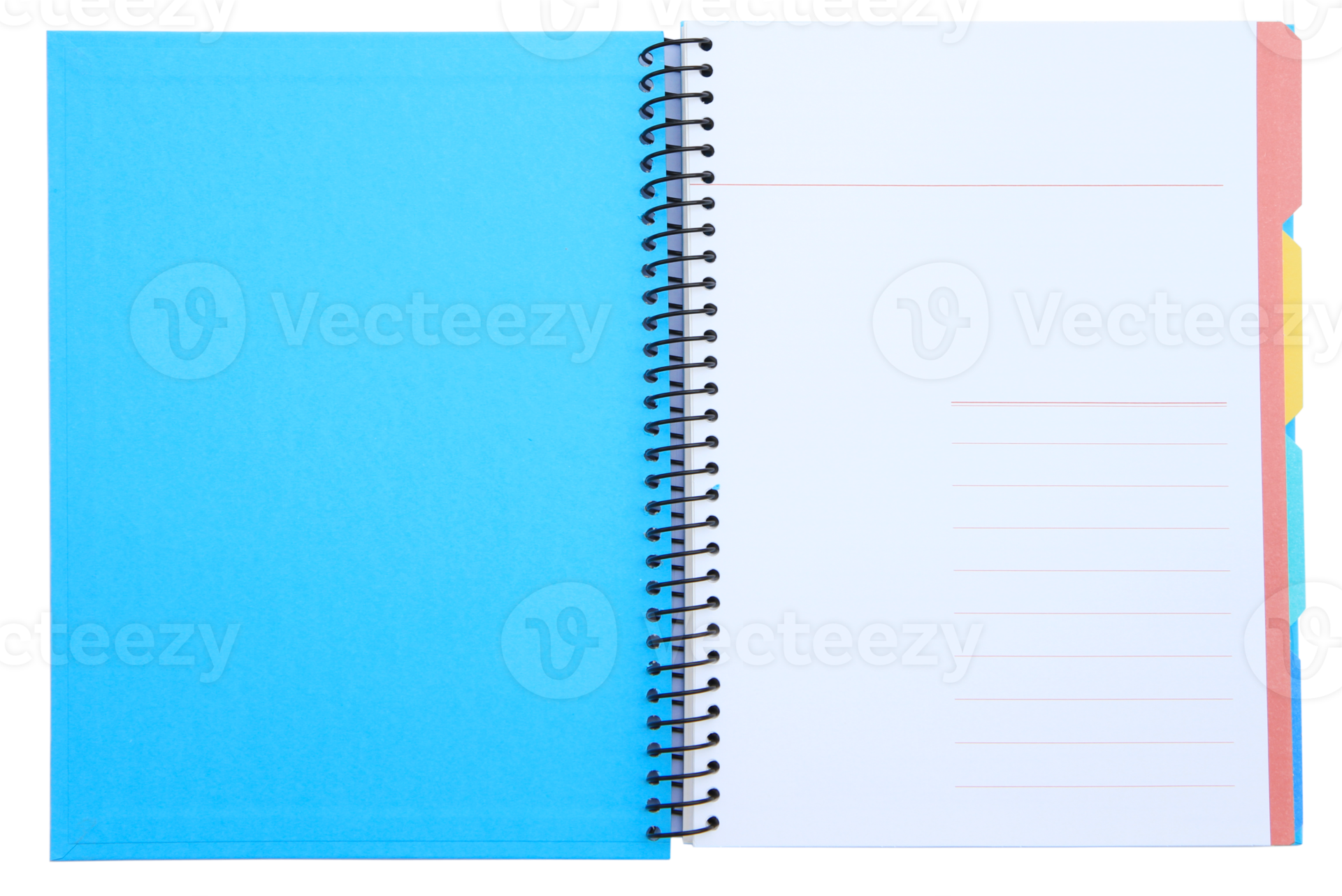 Spiral notebook opened with index on transparent background - PNG File ...